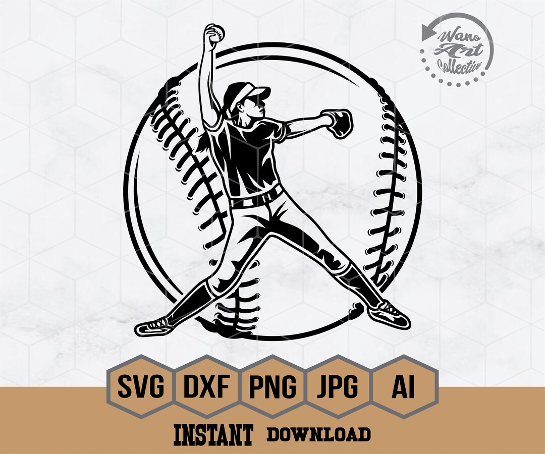 Softball Svg | Softball Player Svg | Pitcher Stencil | Sports Mom ...