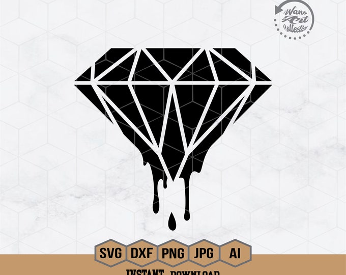 Dripping Diamond Svg | Crystal Svg | Gemstone Clipart | Diamond Clipart ...