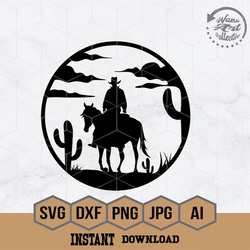 Cowboy Scene Vector - Etsy