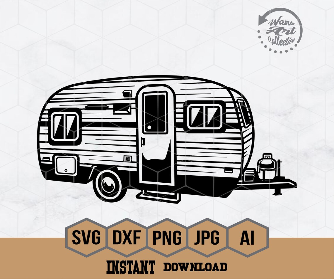 Camper Trailer SVG File Camper Svg Travel Trailer Svg Camping Van Svg ...