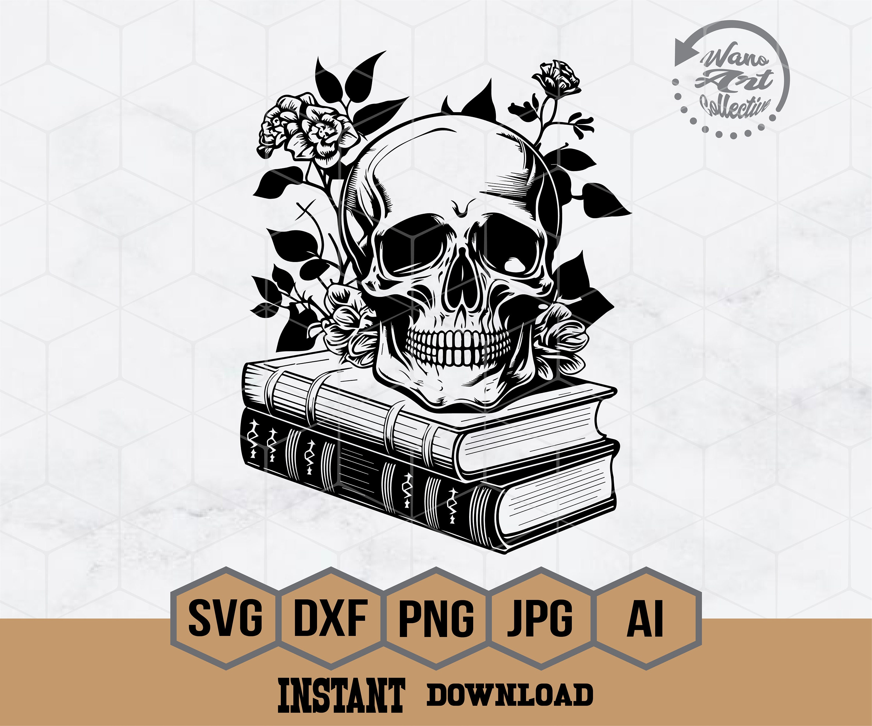 Book With Skull Floral Svg Floral Skull Clipart Skull Cut File Floral ...