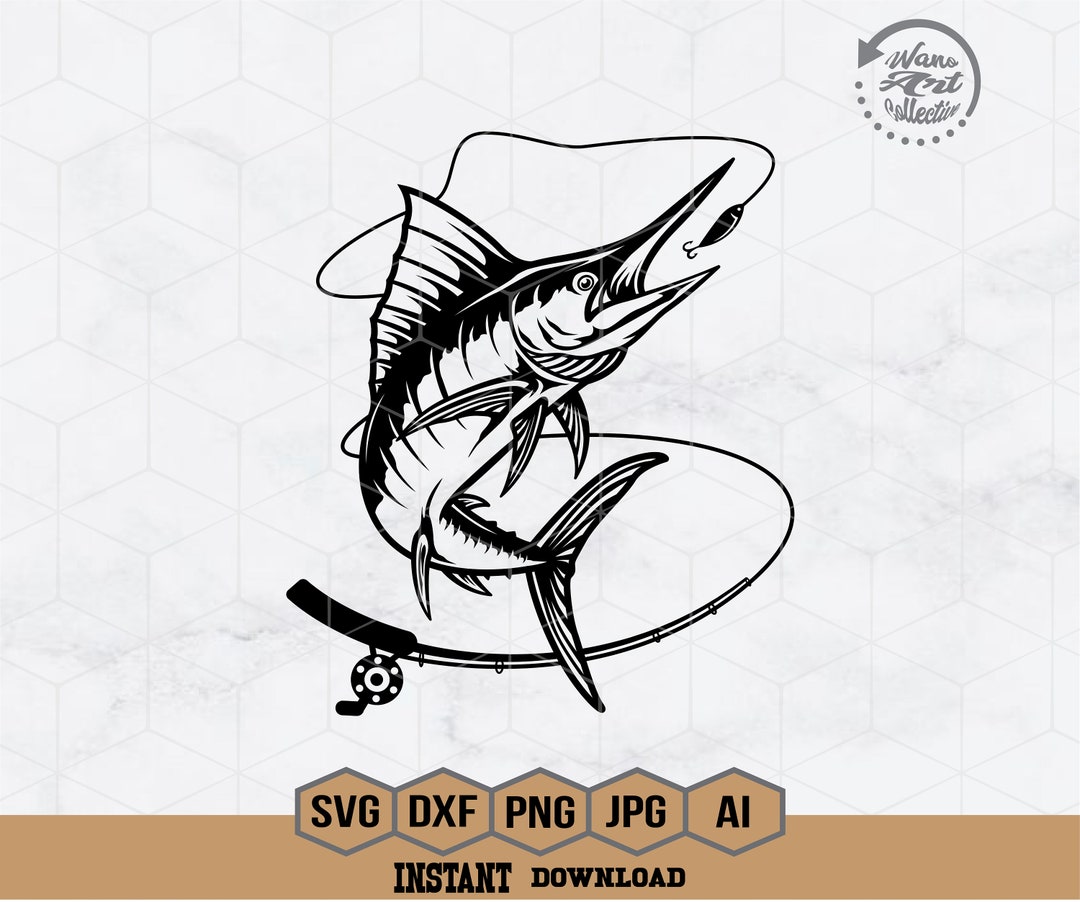 Marlin Fishing Svg | Fishing Svg | Marlin Svg | Blue Marlin Svg ...