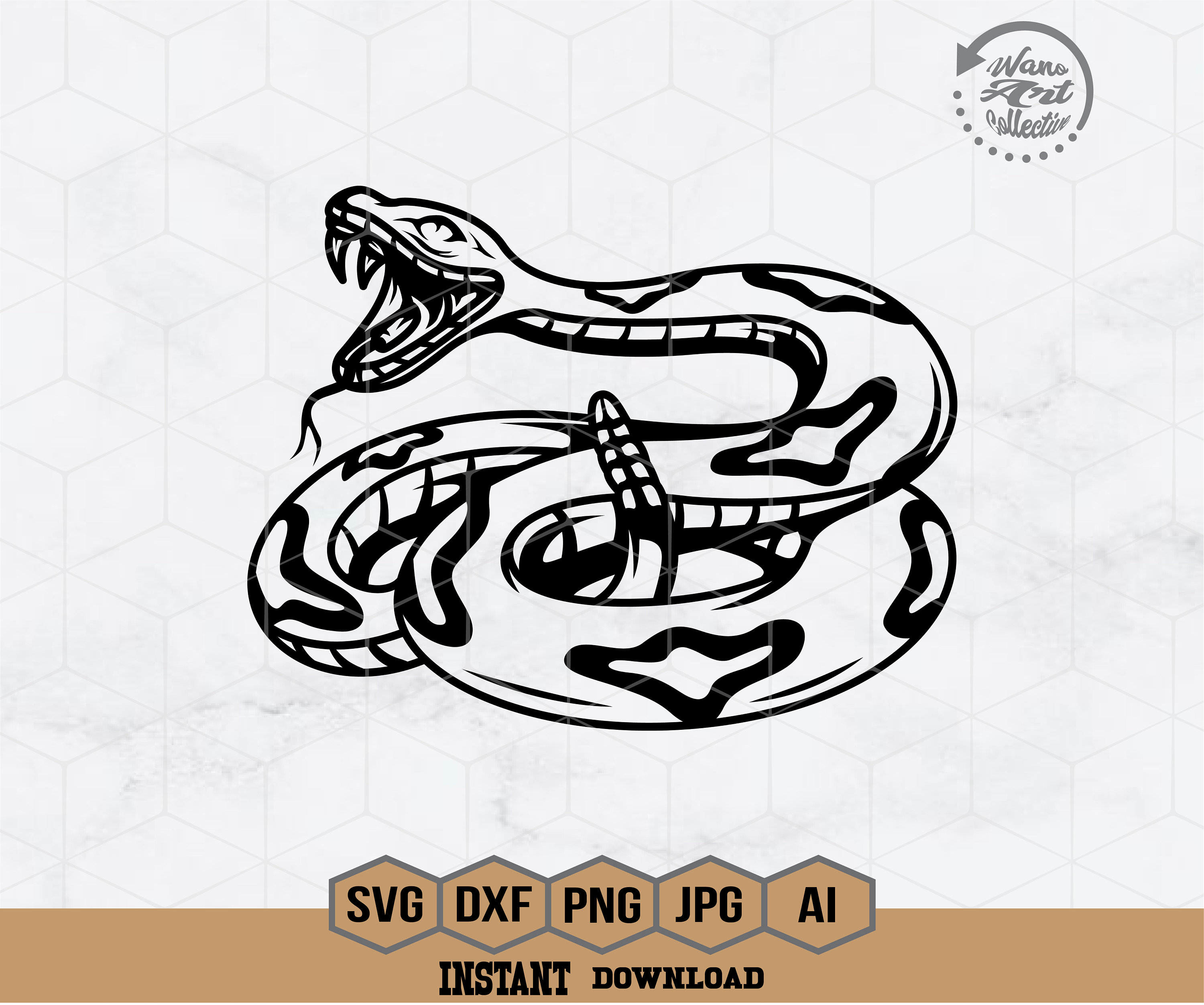 Rattle Snake Svg Snake Svg Serpent Svg Viper Snake Svg Poisonous Snake ...