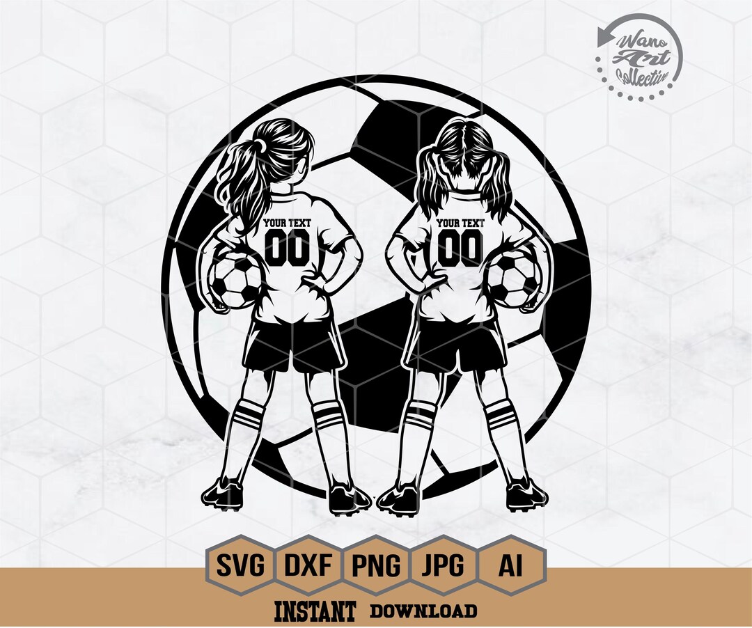 Two Soccer Girls Svg | Personalized Name | Soccer Girl Svg | Soccer Svg ...