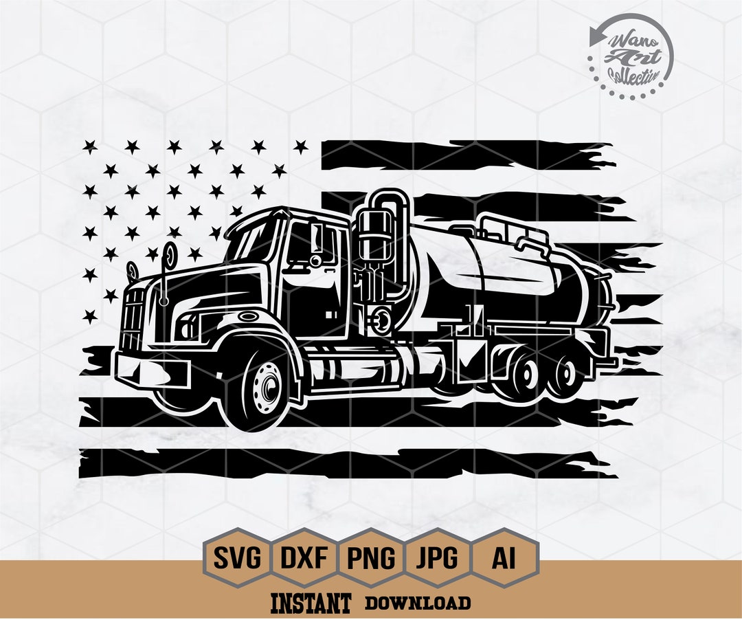US Septic Truck Svg | Waste Removal Clipart | Vacuum Truck Svg ...