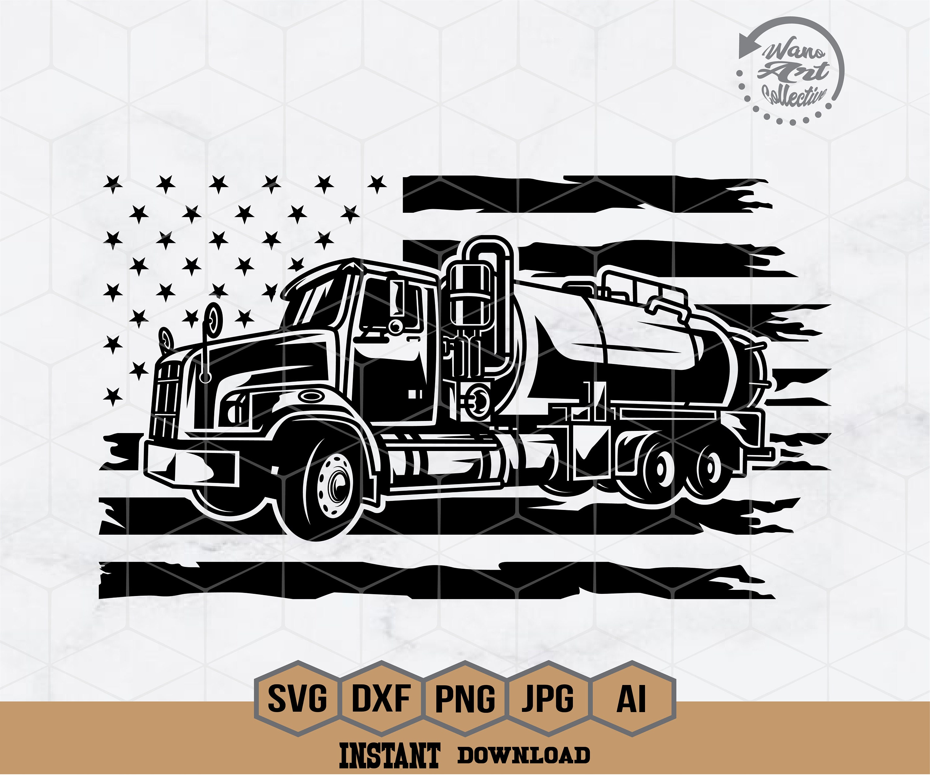 US Septic Truck Svg Waste Removal Clipart Vacuum Truck Svg Sanitation ...