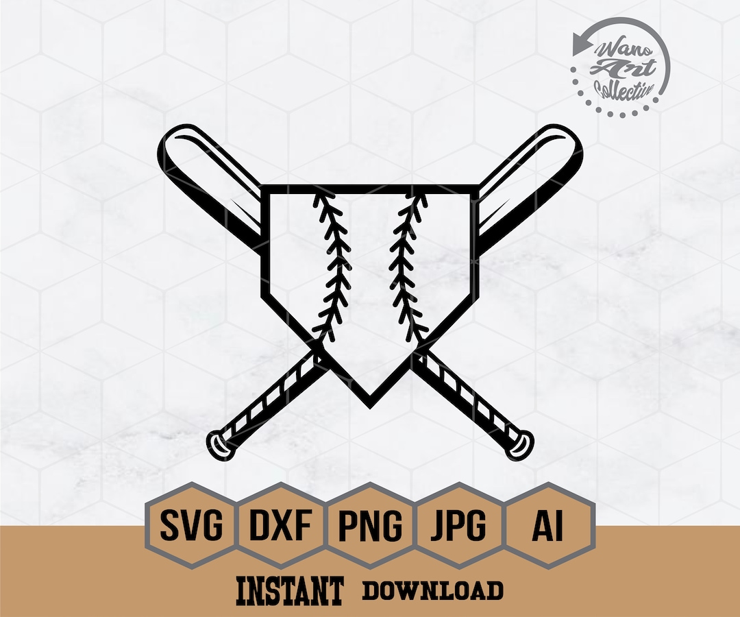 Home Plate SVG | Cross Bats SVG | Baseball Softball Shirt Sticker Decal ...