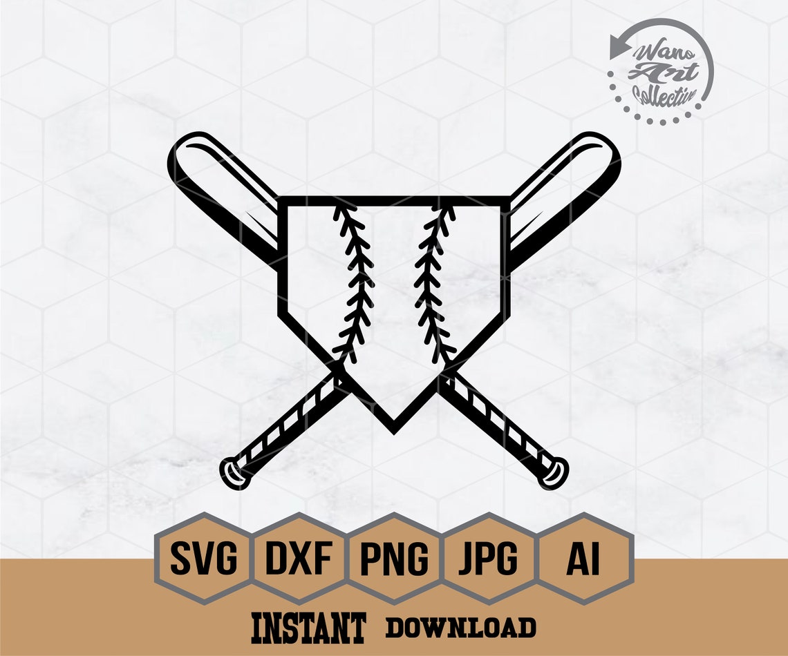 Home Plate SVG | Cross Bats SVG | Baseball Softball Shirt Sticker Decal ...