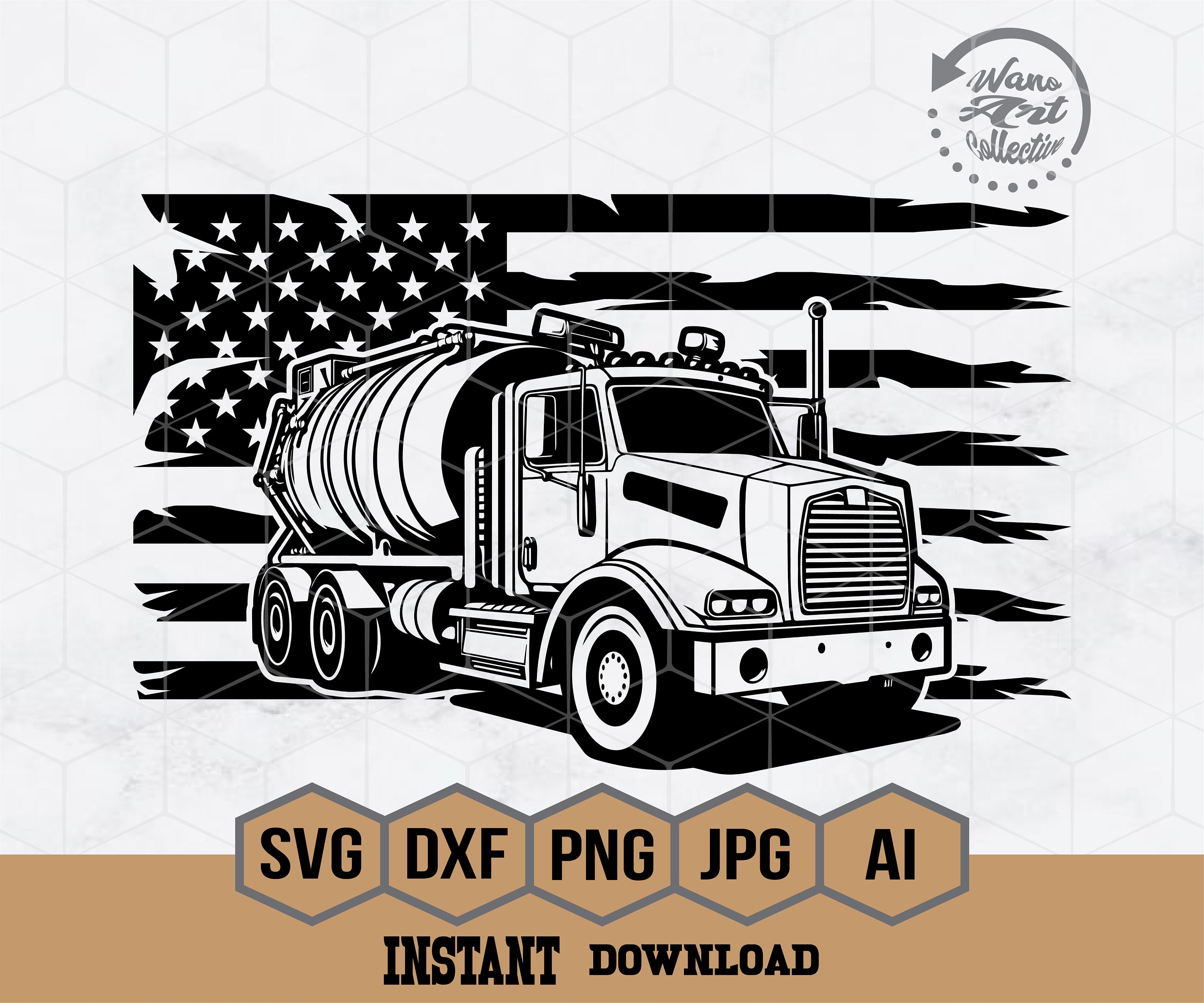 US Septic Truck Svg Waste Removal Clipart Pump Truck Cut - Etsy