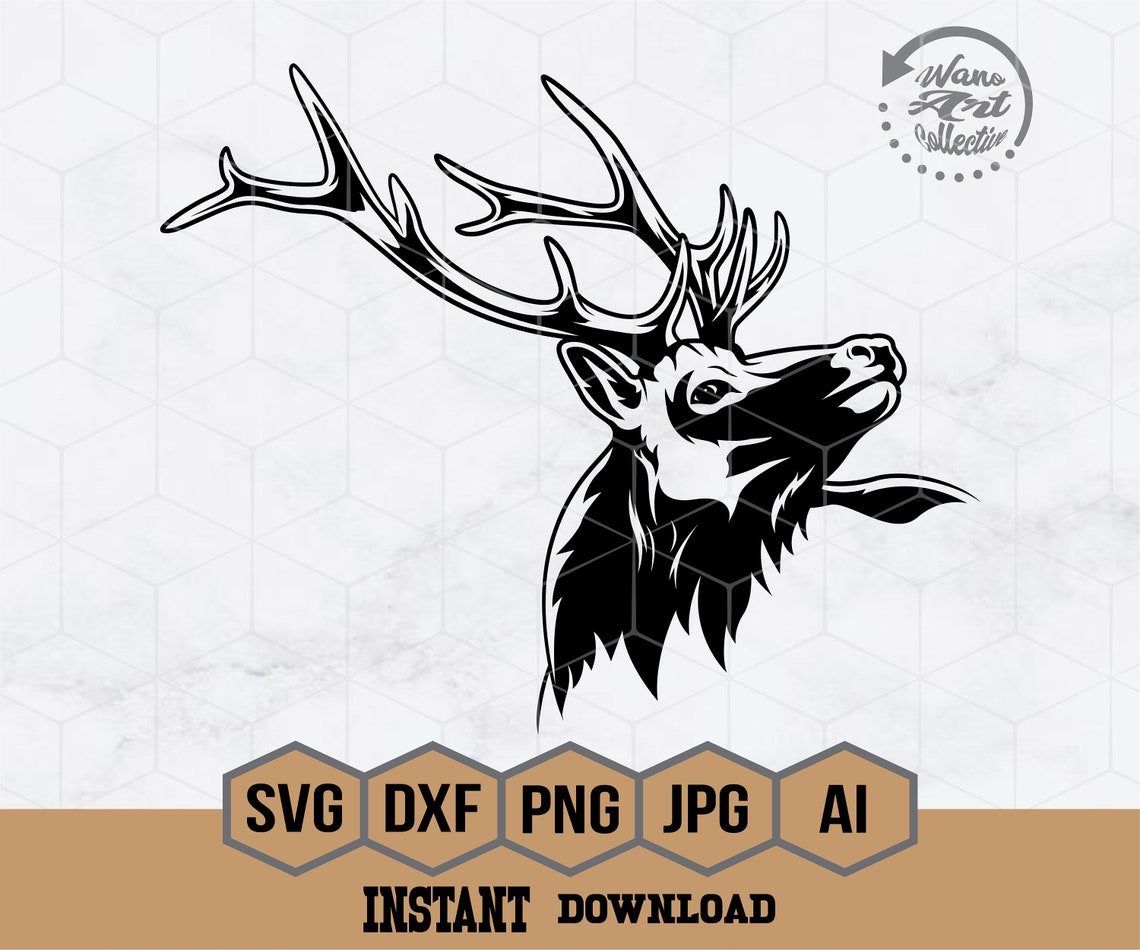 Elk Svg Elk Antler Svg Deer Hunter Svg Deer Clipart Hunting Svg Elk ...