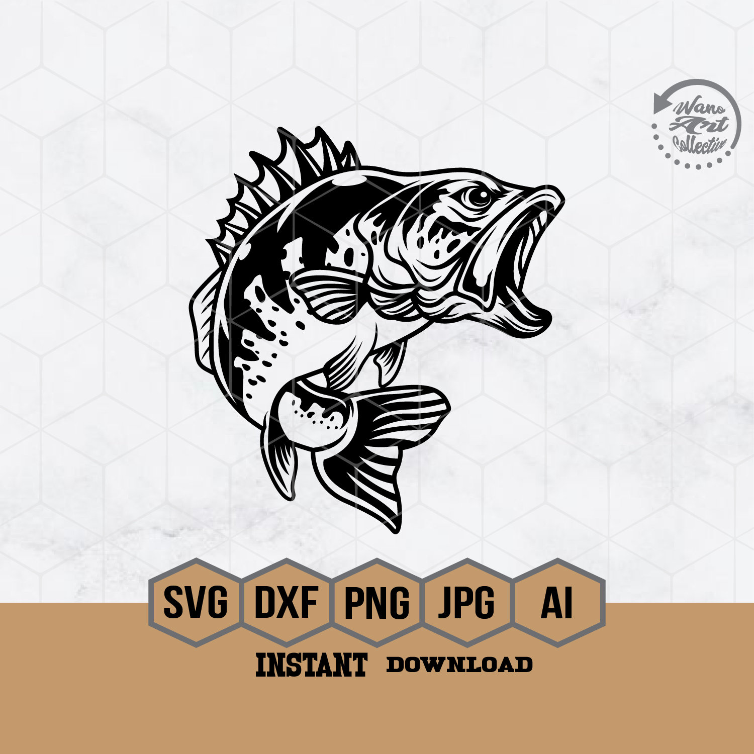 Bass Fish Svg, Bass Fishing, Bass Jumping Svg, Freshwater Fish Svg ...