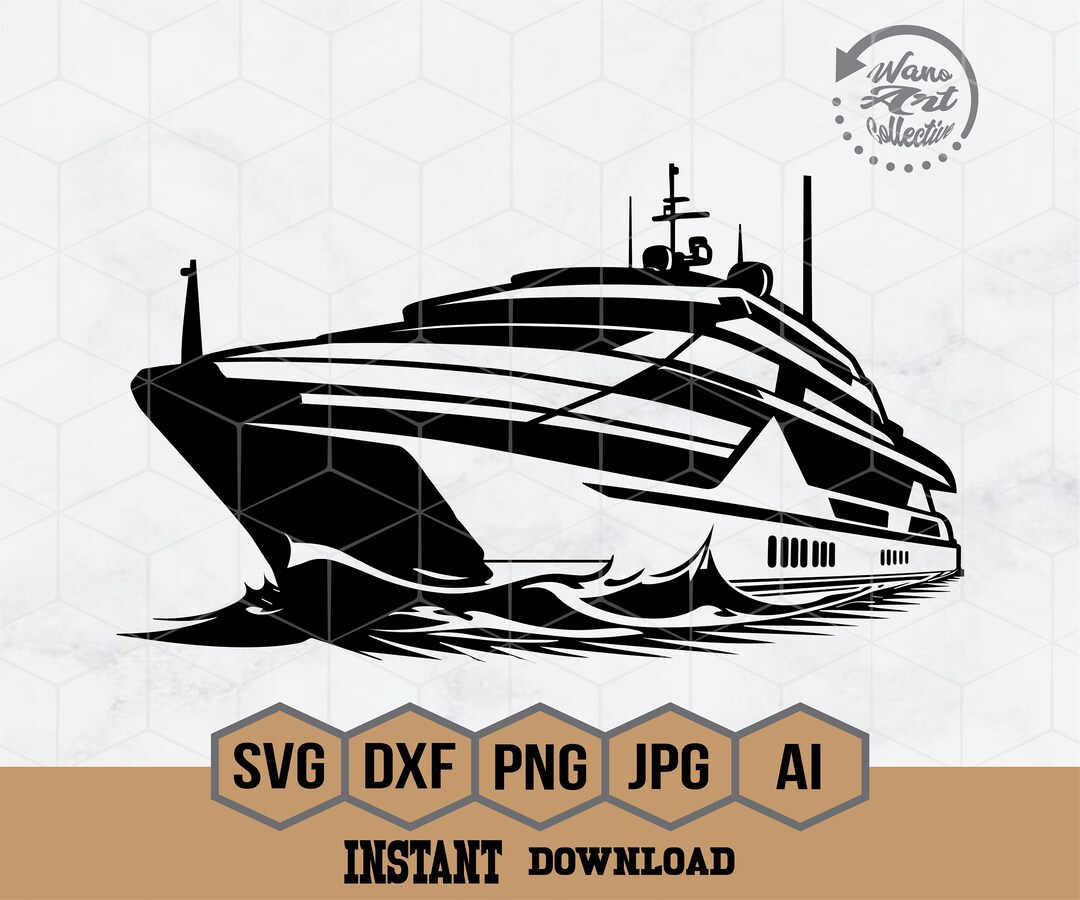 Yacht Svg | Speed Boat Clipart | Luxury Yachts Cut File | Recreational ...