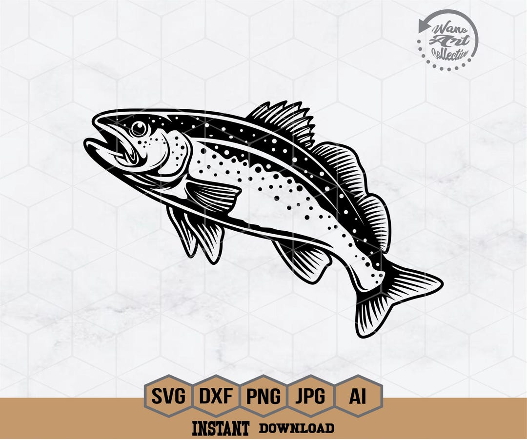 Speckled Sea Trout Fish Svg | Trout Fishing Svg | Trout Fish Clipart ...