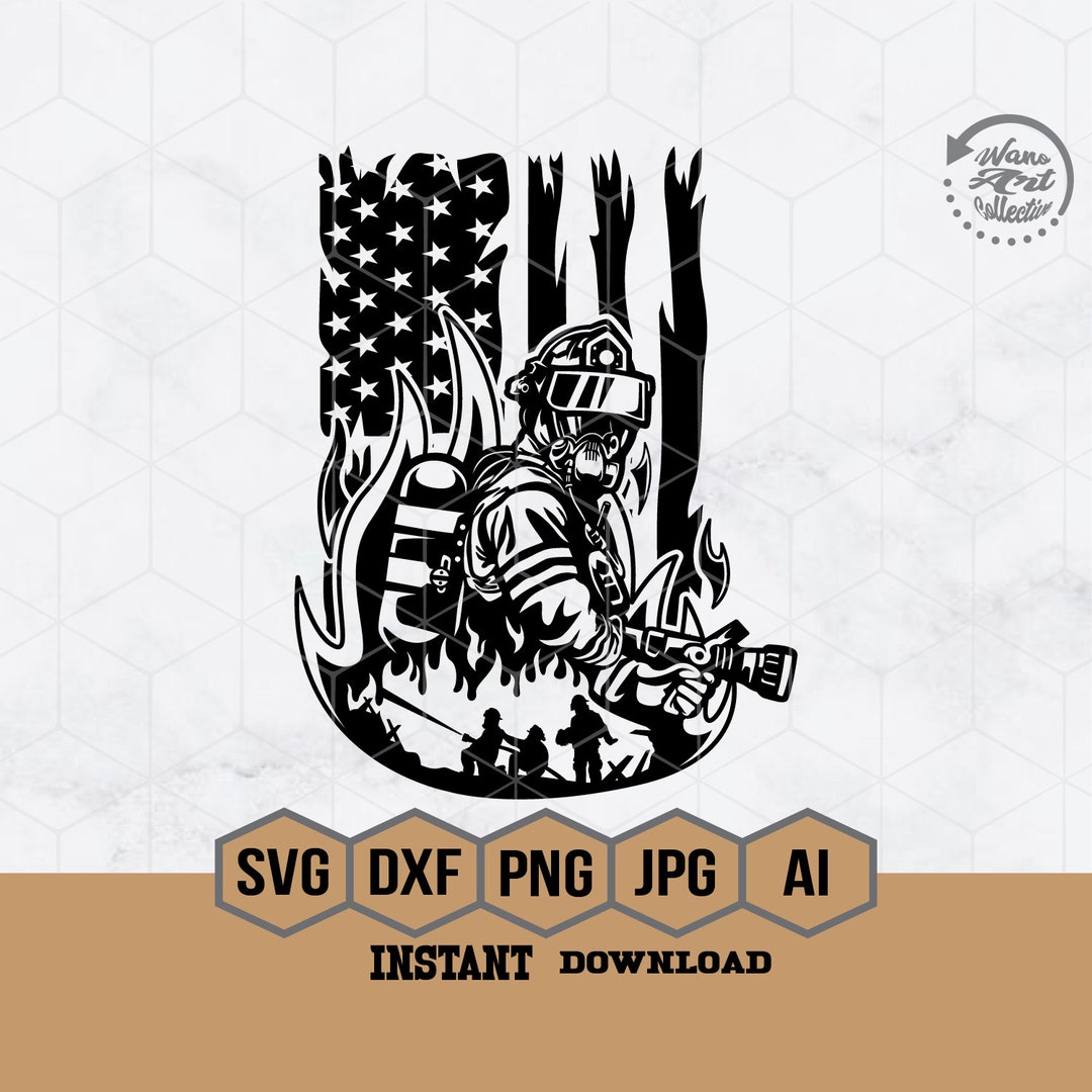 US Firefighter Svg Fire Fighter Svg US Fireman Svg Rescue - Etsy