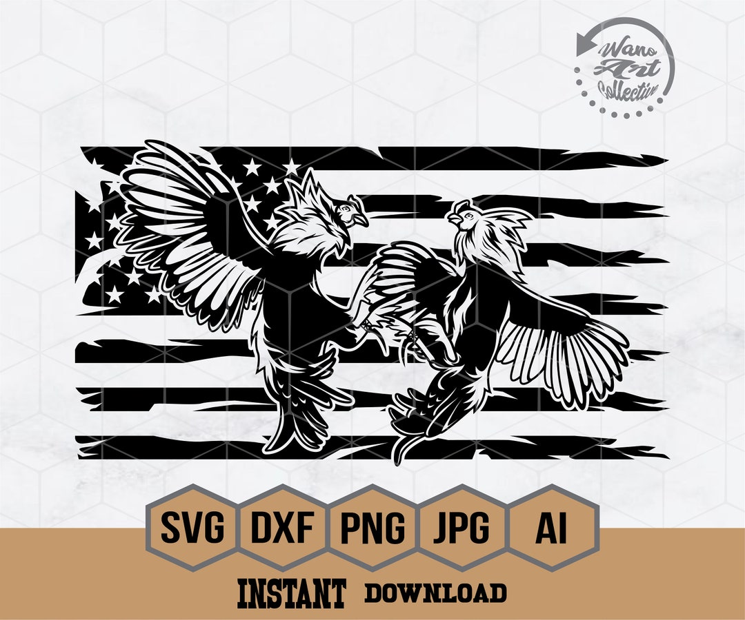 US Cockfighting Svg | US Cockpit Svg | Derby Stencil | Angry Rooster ...