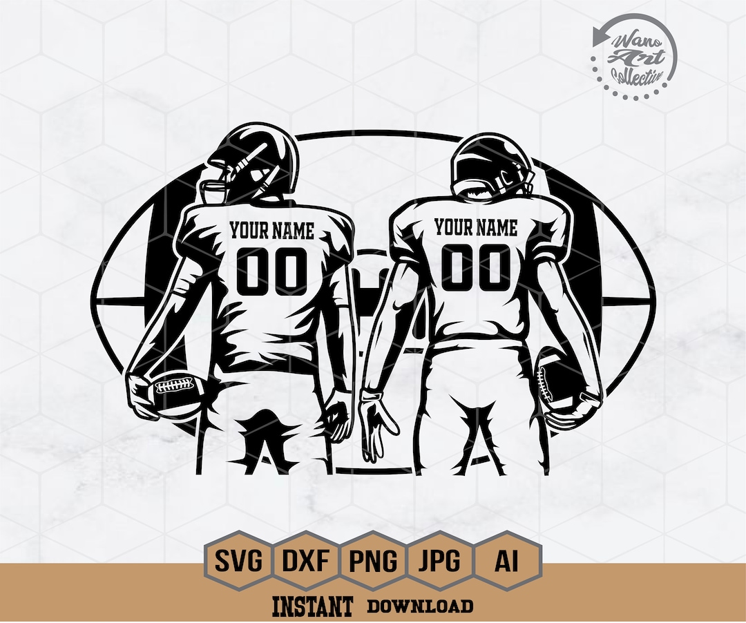 Two Football Players Svg | Personalized Name | Football Name Svg ...