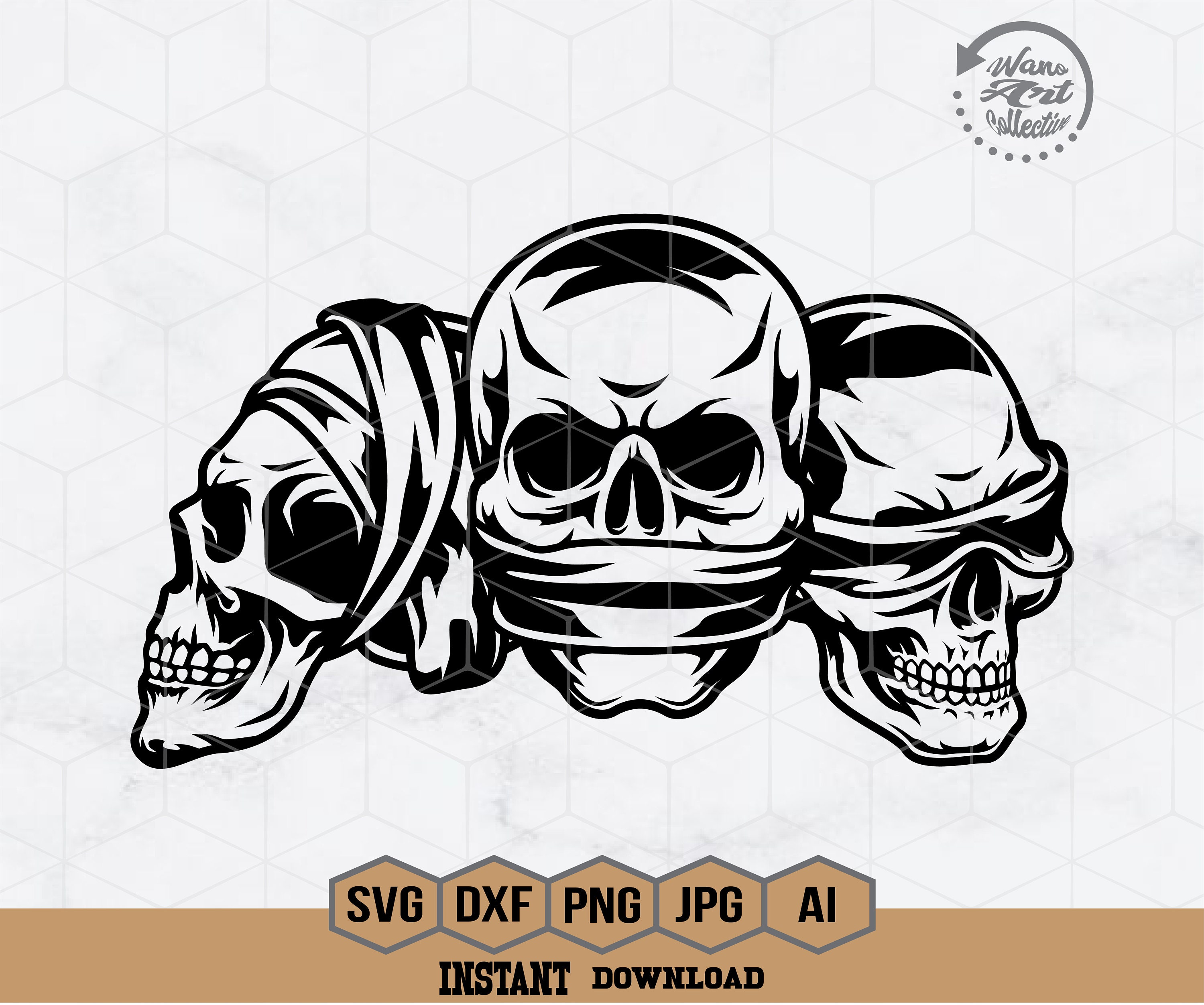See Hear Speak Svg Skull Svg Three Wise Skulls Svg See Hear Speak No ...