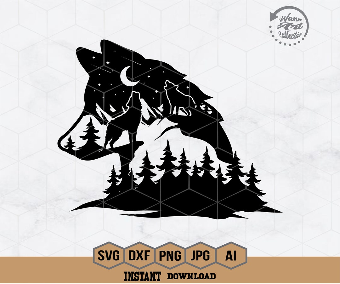 Wolf Scene Svg | Wolf Pack Svg | Howling Wolf Svg | Wild Animal Svg ...