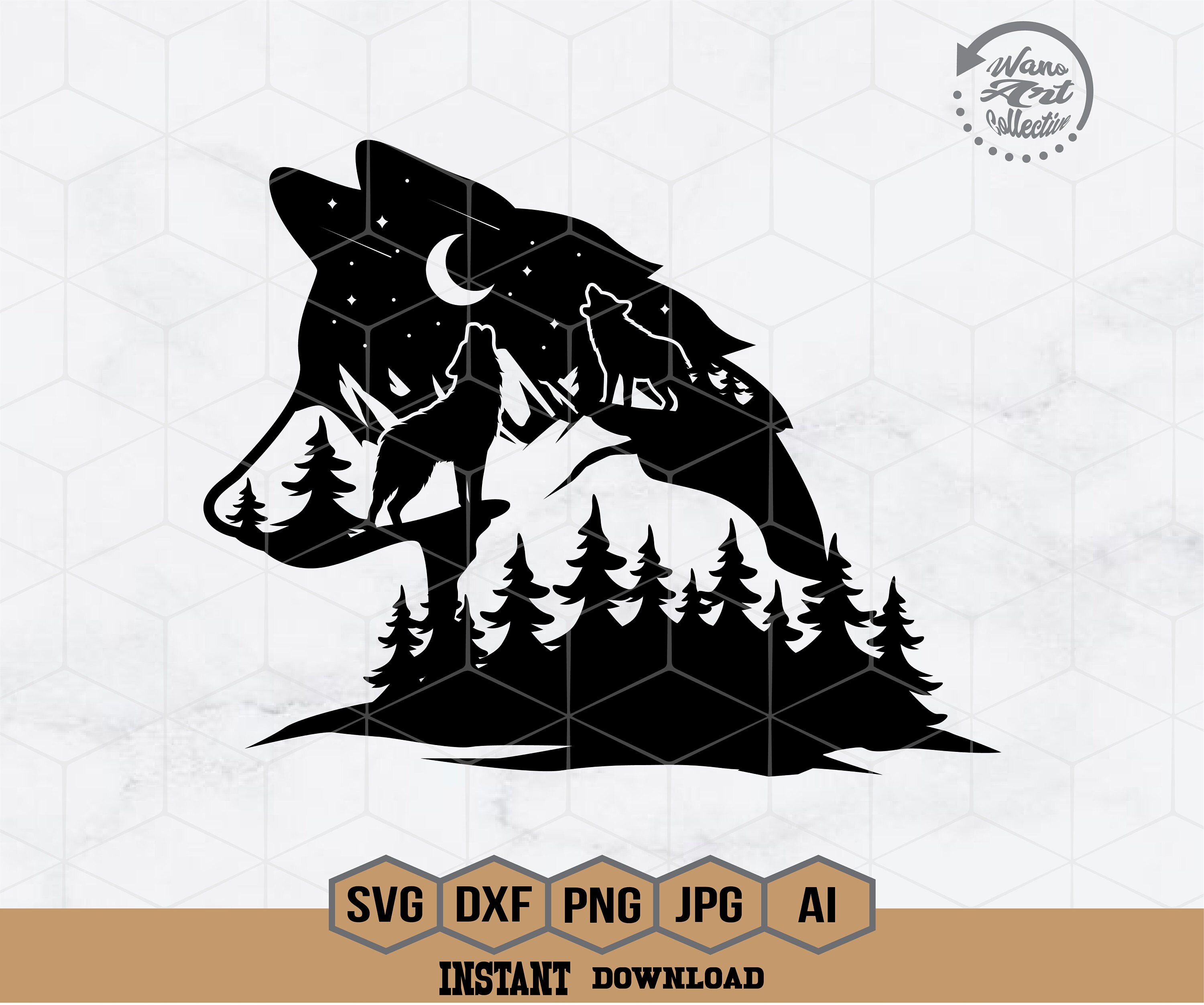Wolf Scene Svg Wolf Pack Svg Howling Wolf Svg Wild Animal Svg Wolf Pack ...