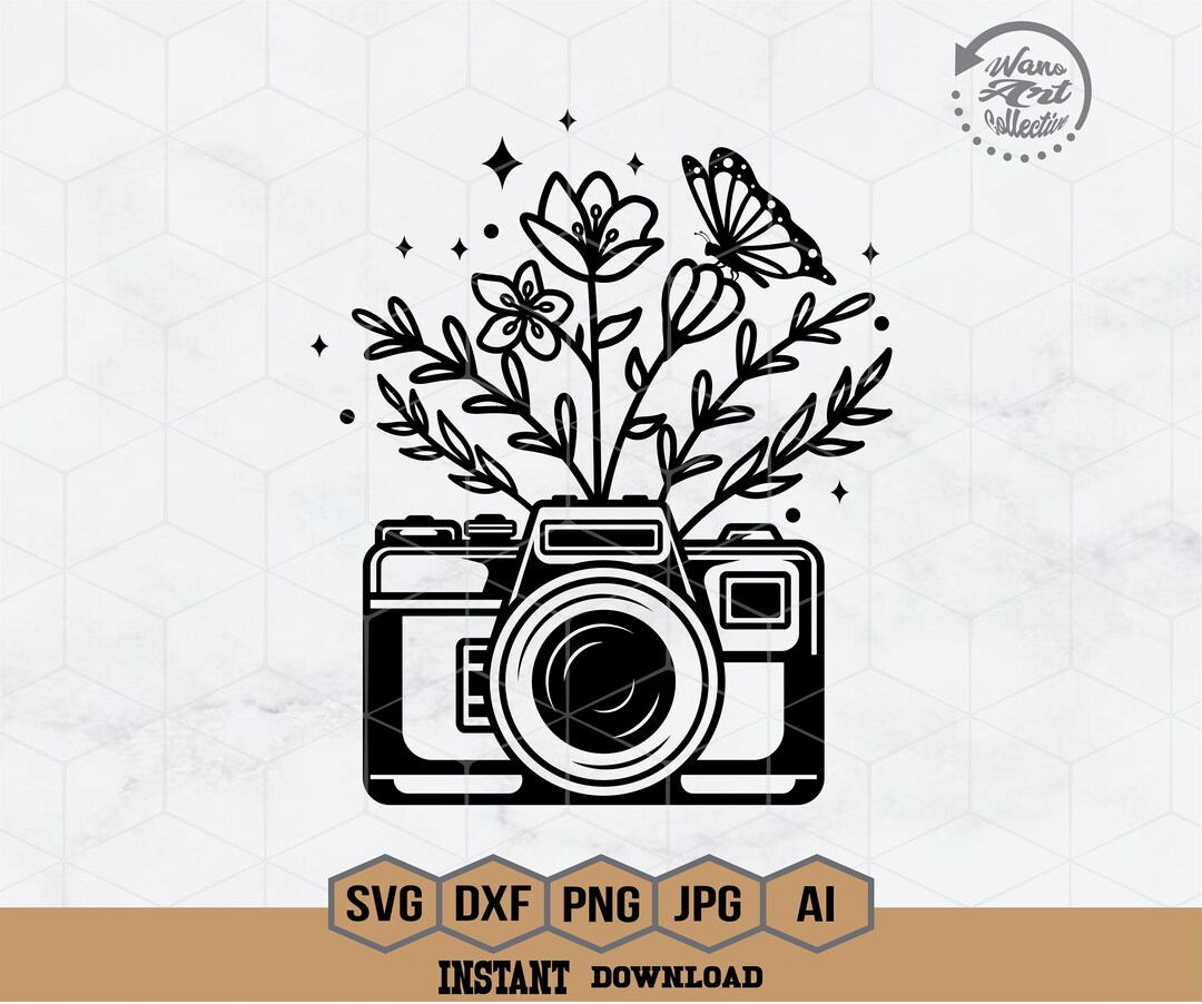 Floral Camera Svg | Camera With Flowers Svg | Camera Svg | Flower ...
