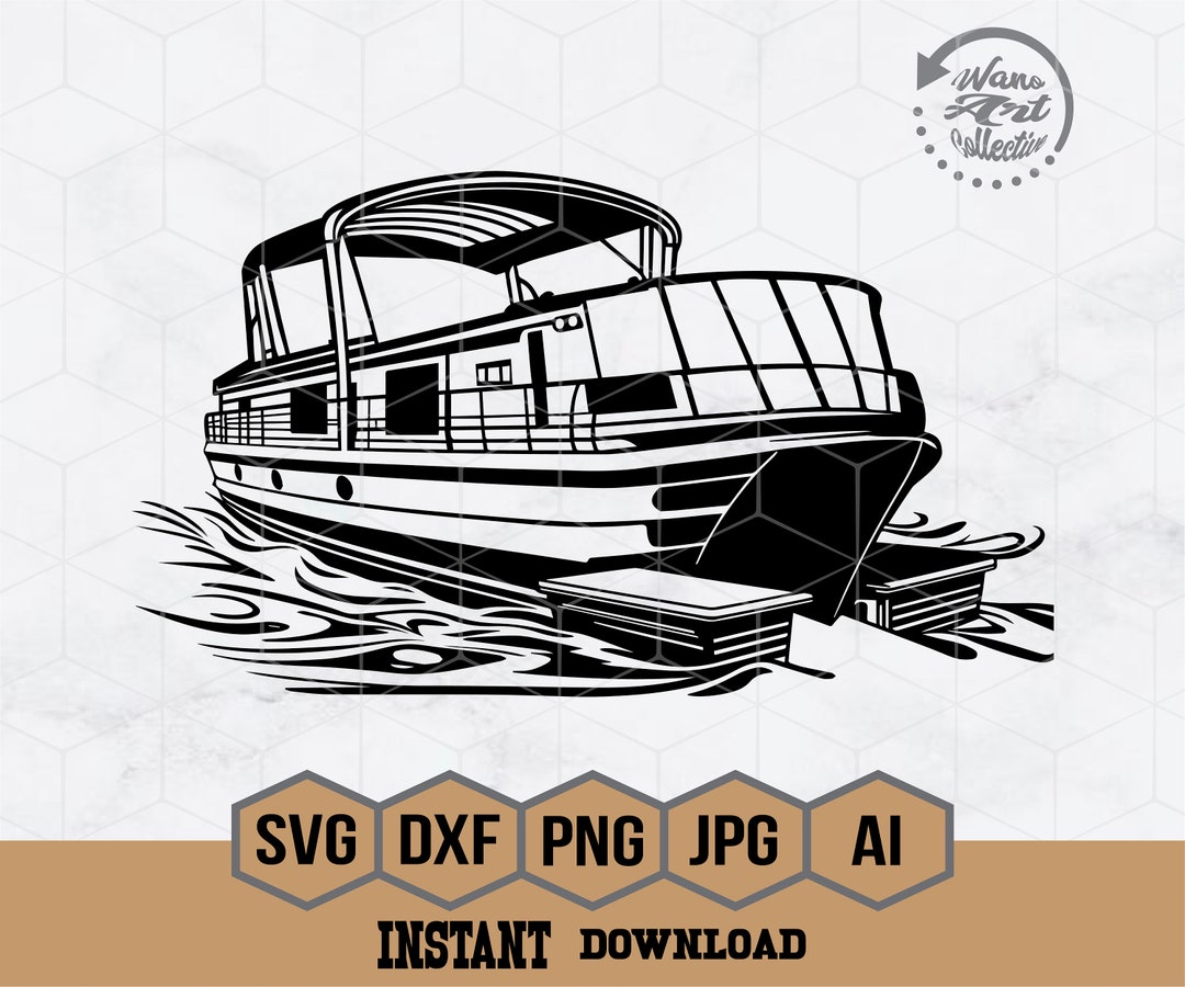 Pontoon Boat Svg | Pontoon Svg | Boat Svg | Pontoon Boat Clipart ...