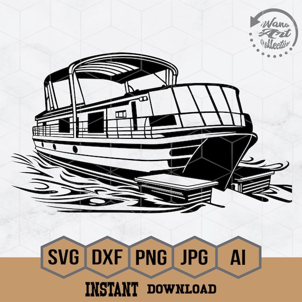Pontoon Boat Svg - Etsy