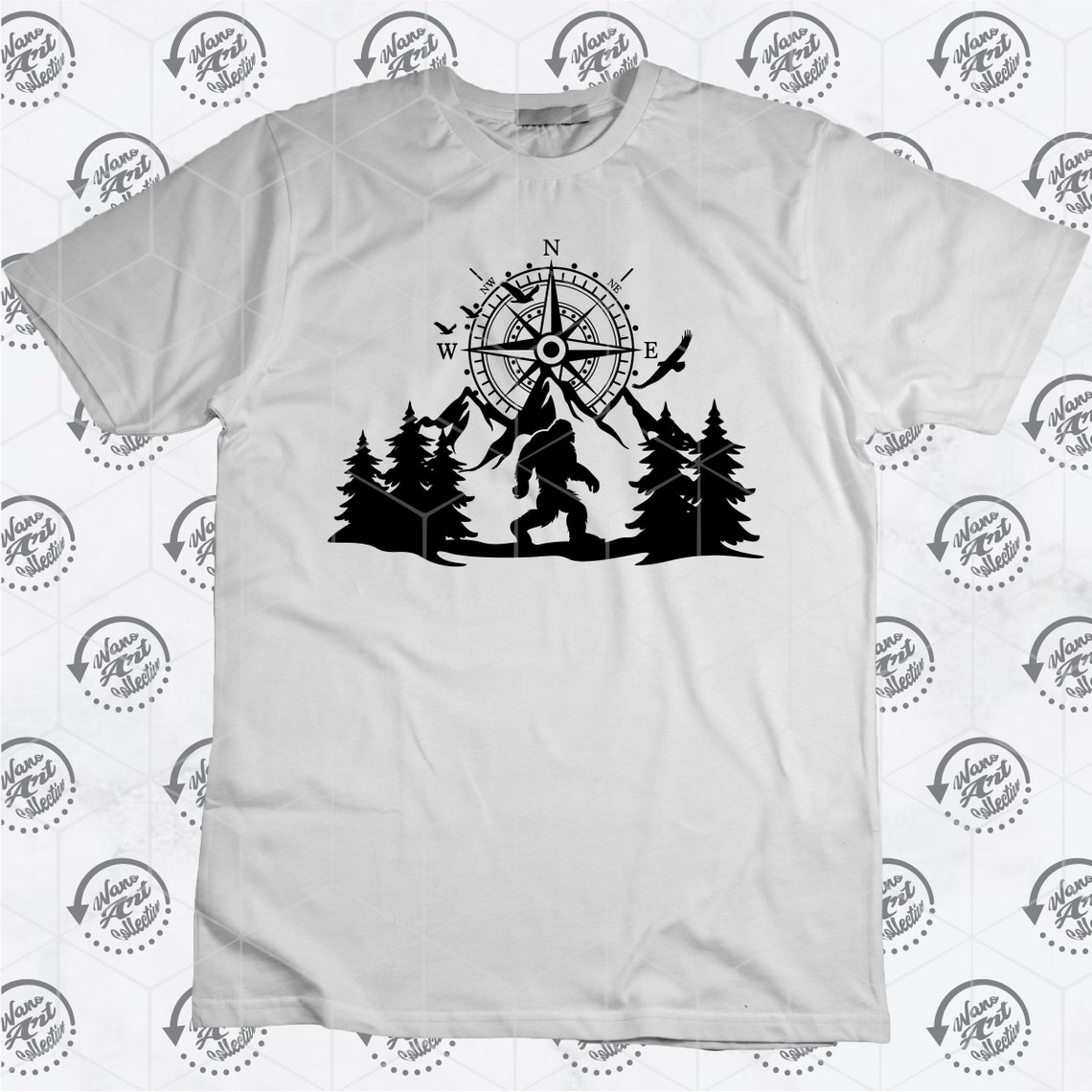 Bigfoot Svg | Big Foot Svg | Mountain Scene Svg | Compass Svg | US ...