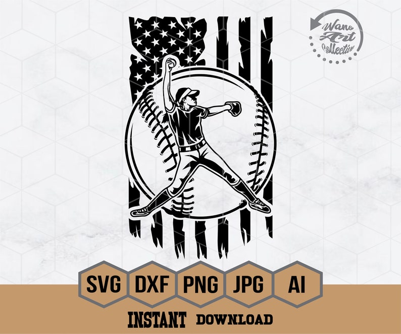 US Softball Svg Softball Player Svg Pitcher Stencil - Etsy