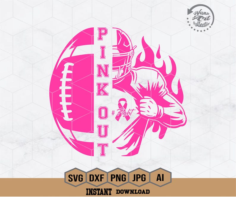 Pink Out Football Svg | Fight Cancer Pink Ribbon Svg | Pink Out Svg ...