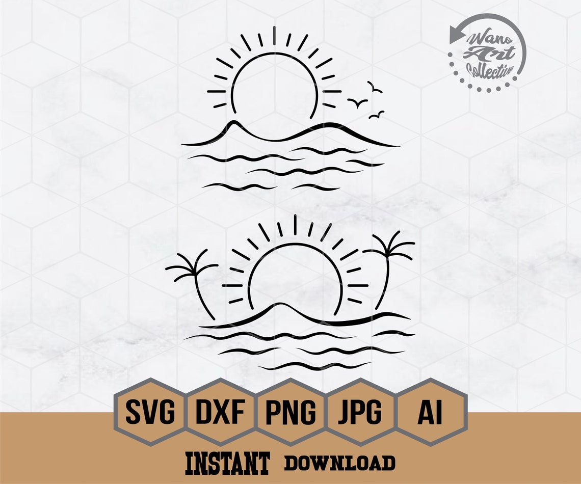 Sunrise Svg Summer Svg Sun and Wave Svg Sunset Svg Ocean Waves Svg ...