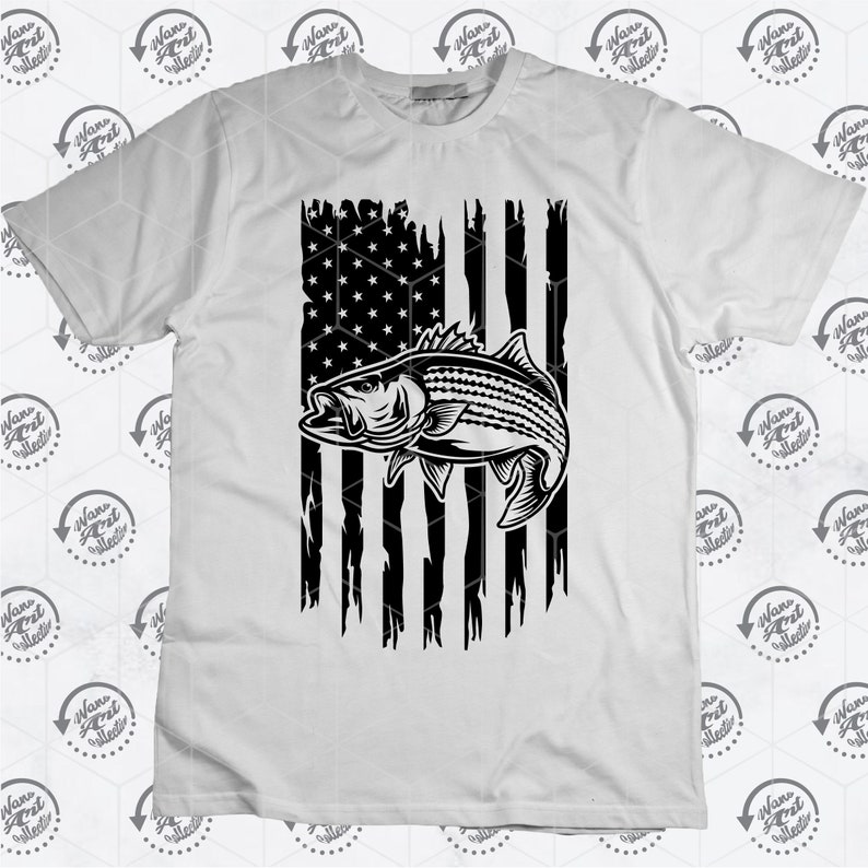 US Striped Bass Fish Svg Fishing Svg Striped Bass Fish Svg Bass Fishing ...
