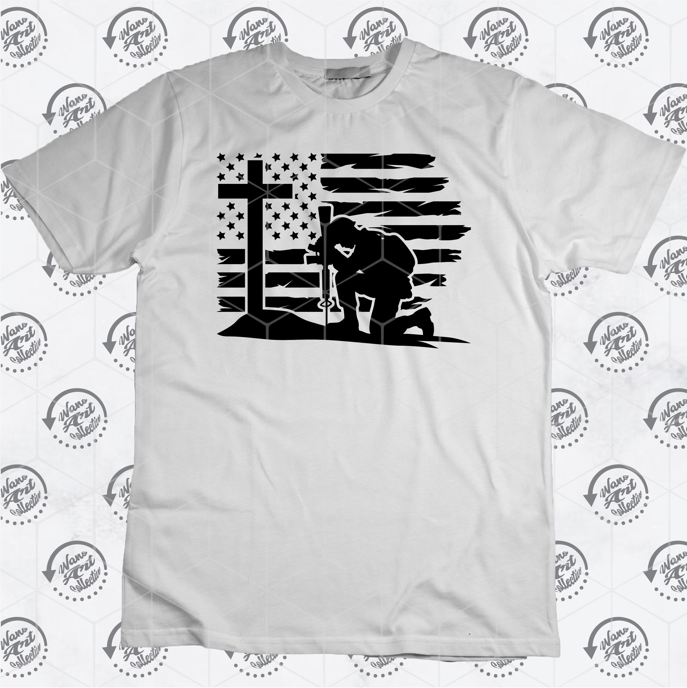 US Soldier Kneeling Praying at Cross Svg Fallen Soldier Svg Praying ...