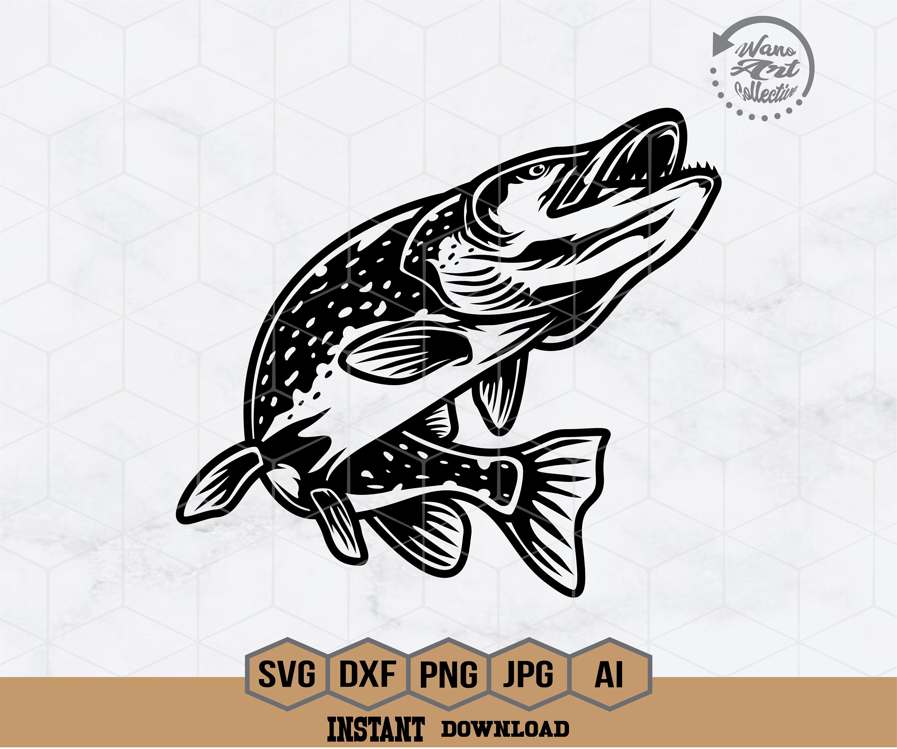 Pike Fish Svg Pike Fishing Svg Freshwater Fish Svg Fishing Shirt Pike ...