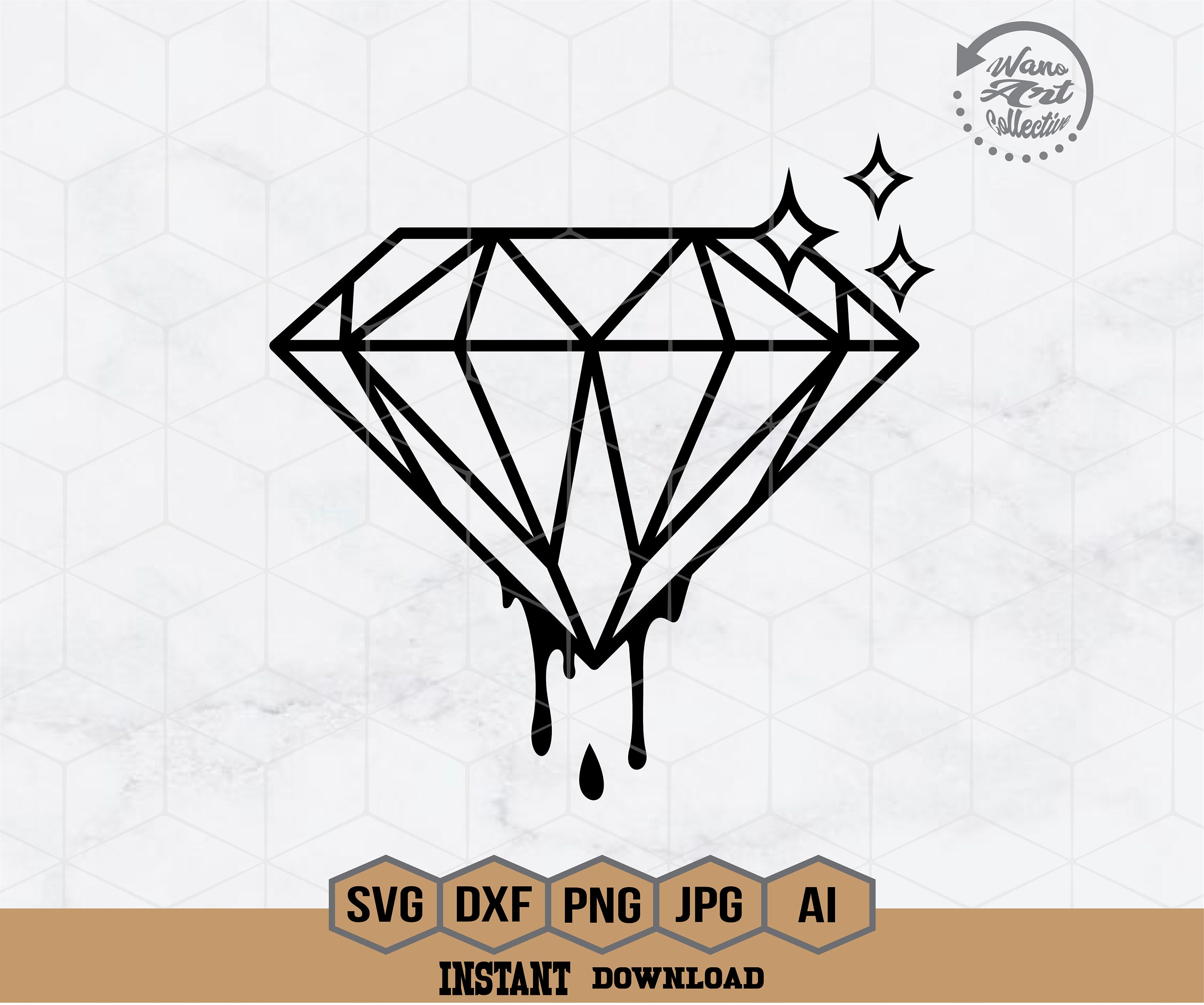 Dripping Diamond Svg Crystal Svg Gemstone Svg Diamond Clipart Melanin ...