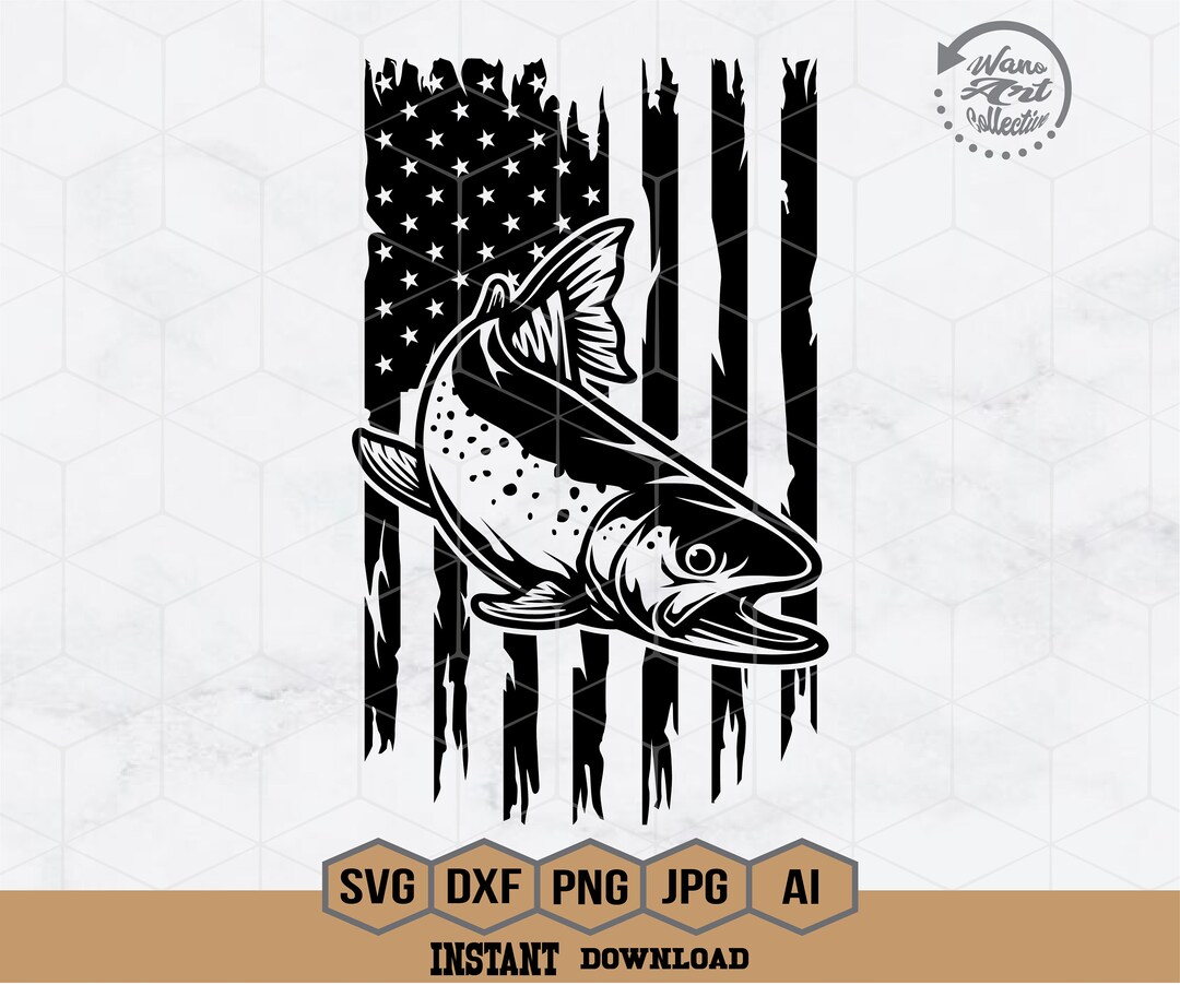 US Trout Fish Svg | Trout Fishing Svg | Freshwater Fish Svg | Fishing ...