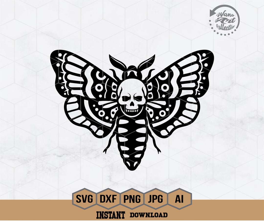 Moth Skull Svg | Death Head Moth Svg | Gothic Svg | Skull Moth Svg ...