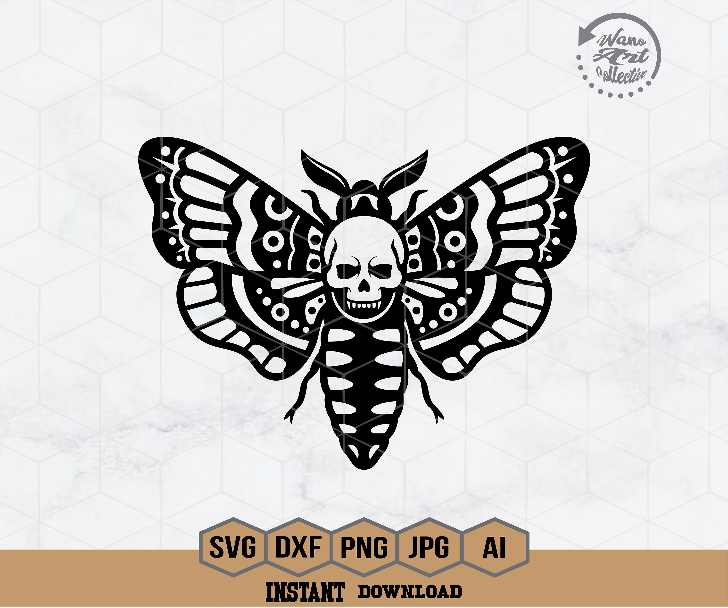 Moth Skull Svg | Death Head Moth Svg | Gothic Svg | Skull Moth Svg ...