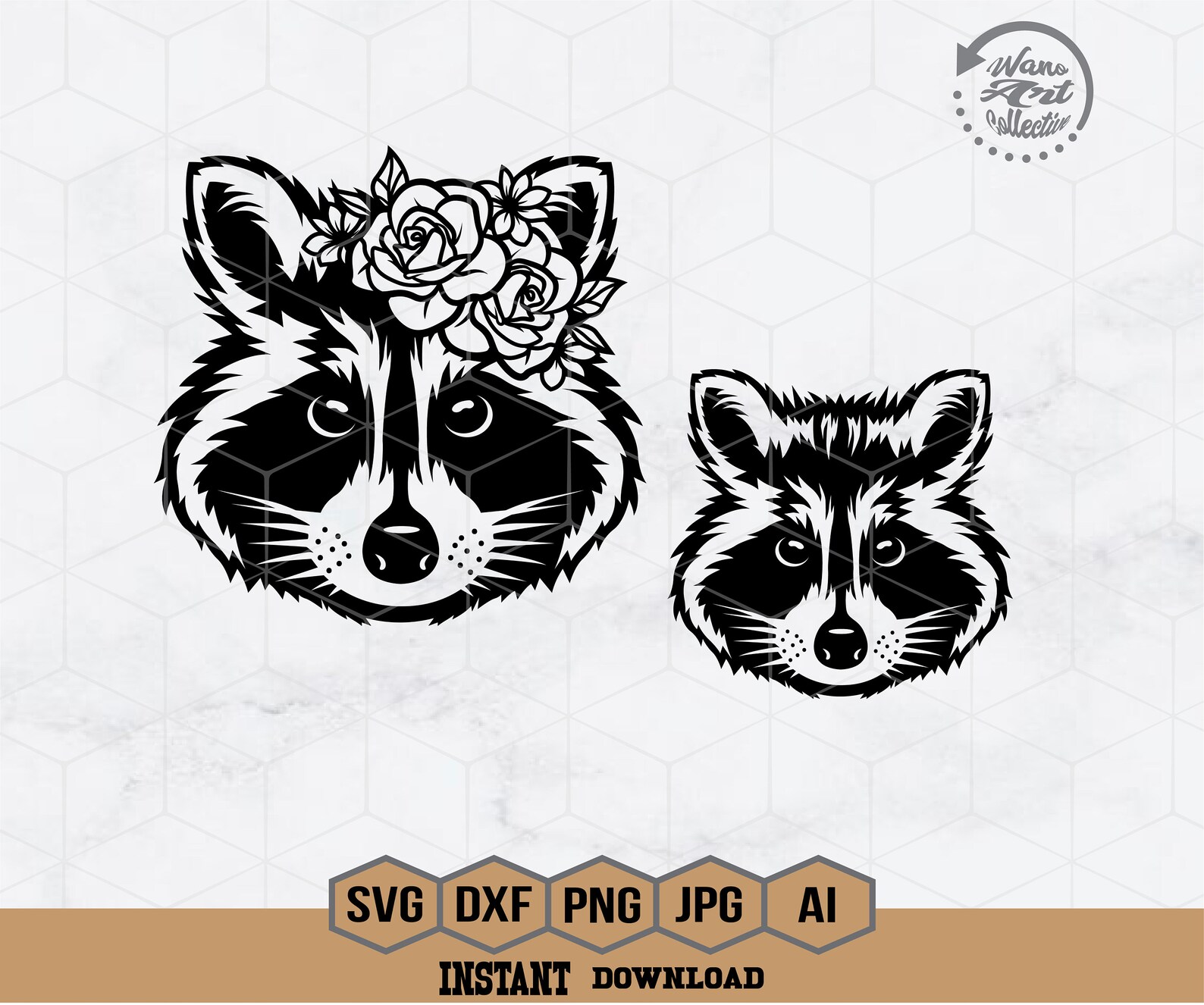 Cute Raccoon Svg | Raccoon Svg | Floral Animal Svg | Raccoon Clipart ...