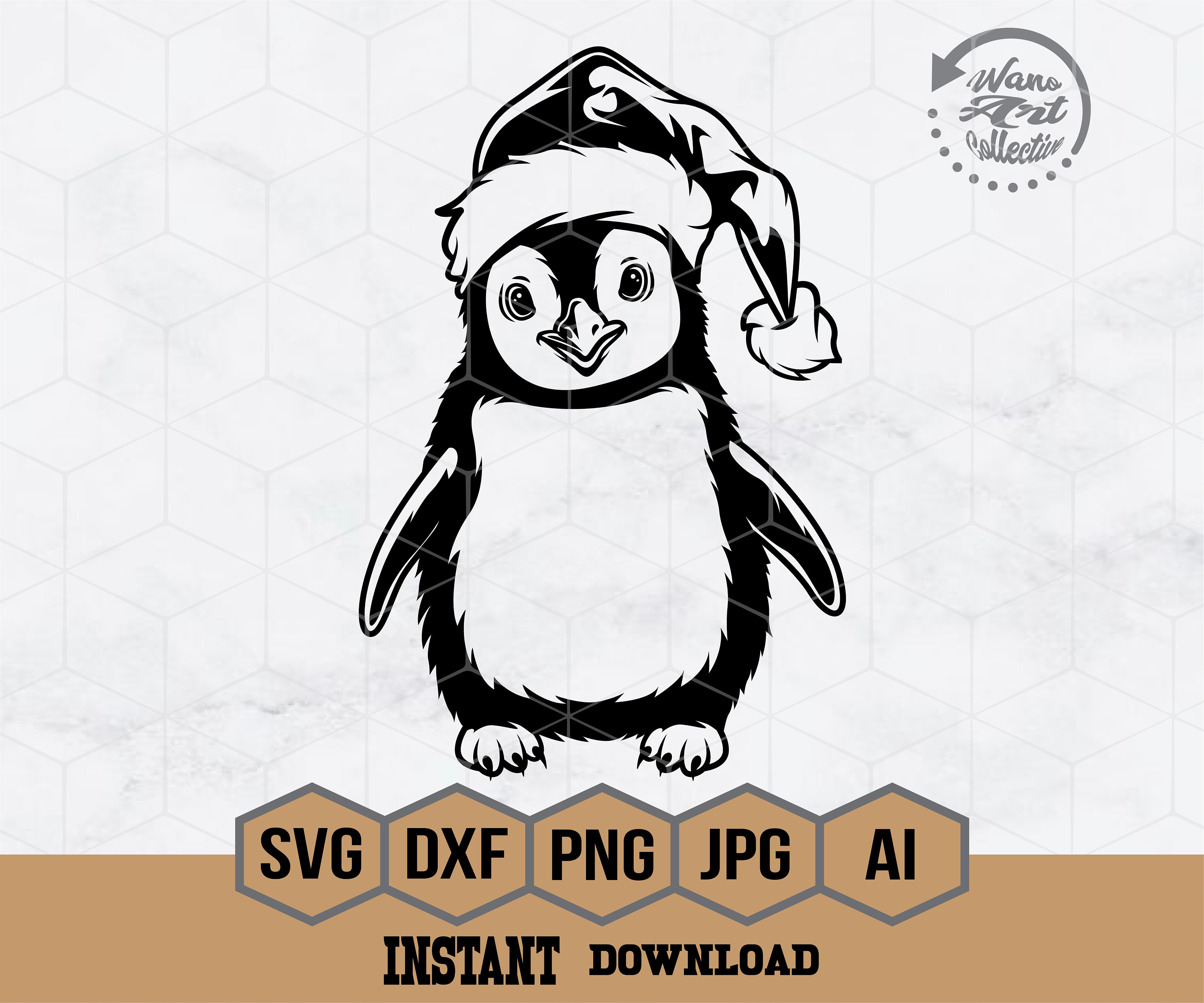 Christmas Penguin SVG File | Penguin Wearing Santa Hat SVG | Cute ...