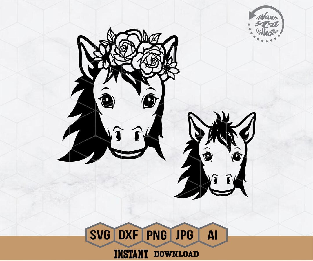 Cute Floral Horse Svg | Cute Horse Face Svg | Horse Svg | Baby Horse ...