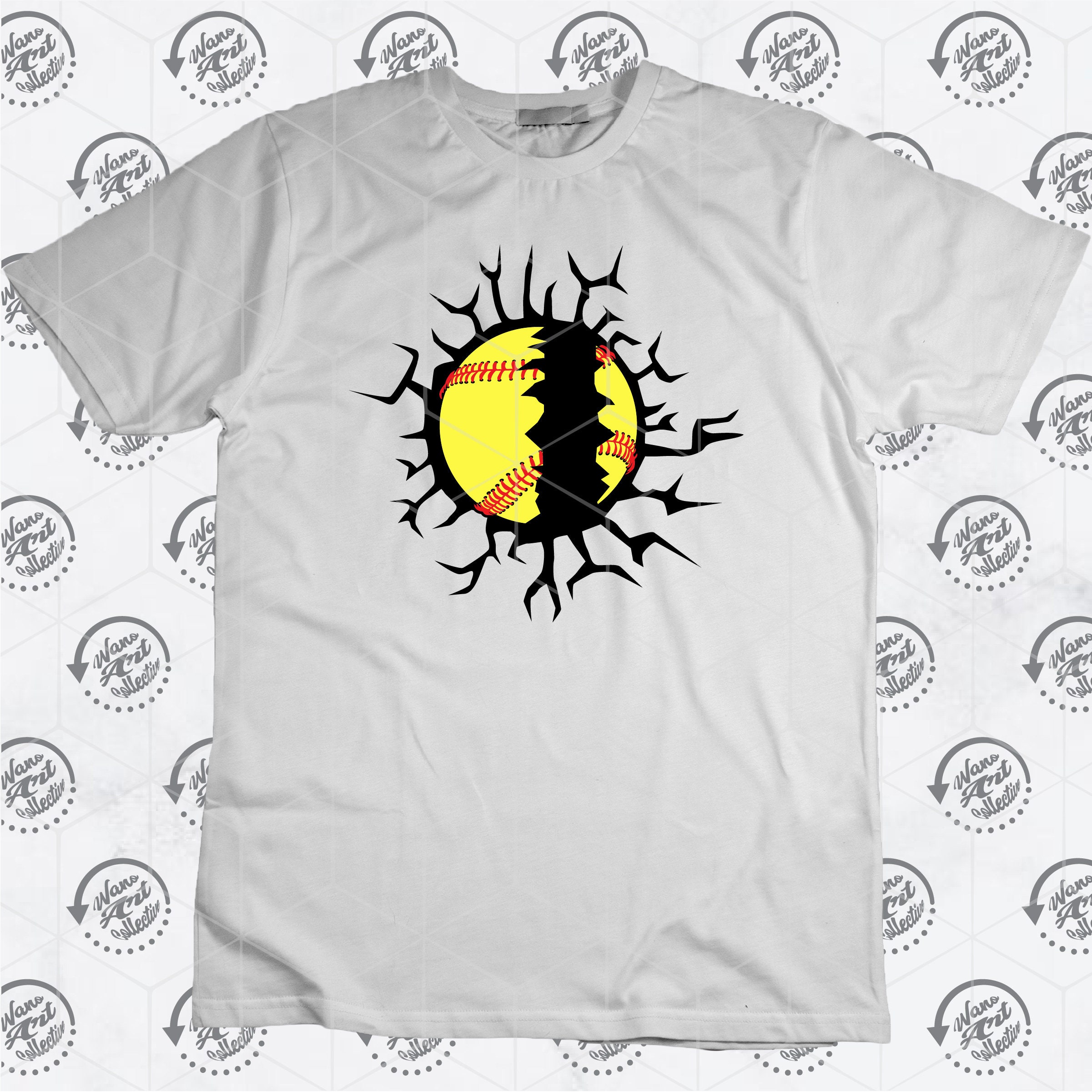 Softball Crack Wall Svg Personalized Name Svg Softball Svg Softball ...