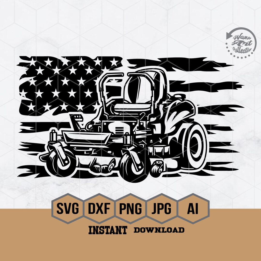 US Lawn Mower Svg | Lawn Mower With Flag Svg | Zero Turn Lawn Mower Svg ...