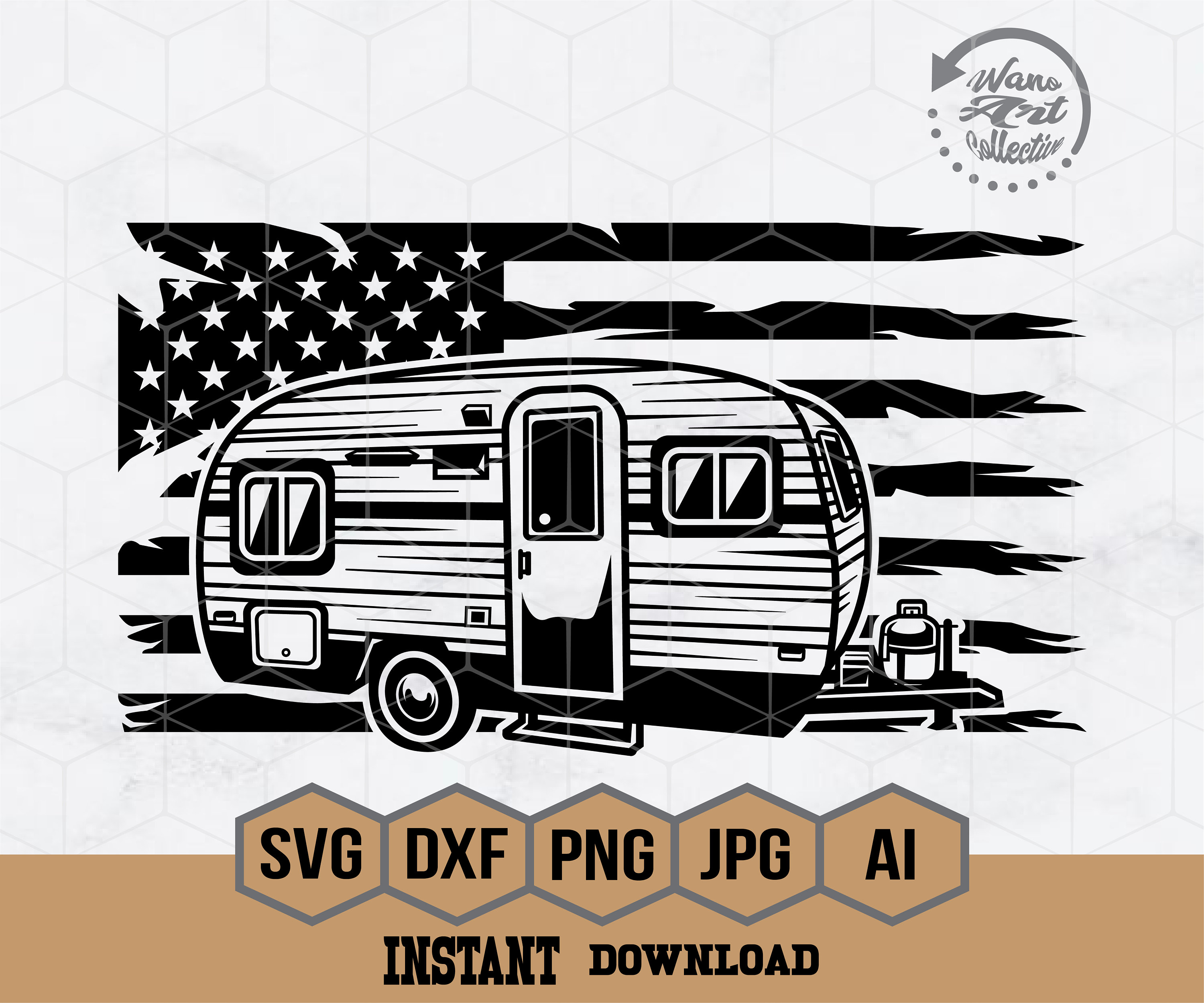 US Camper Trailer SVG File Camper Svg Travel Trailer Svg Camping Van ...