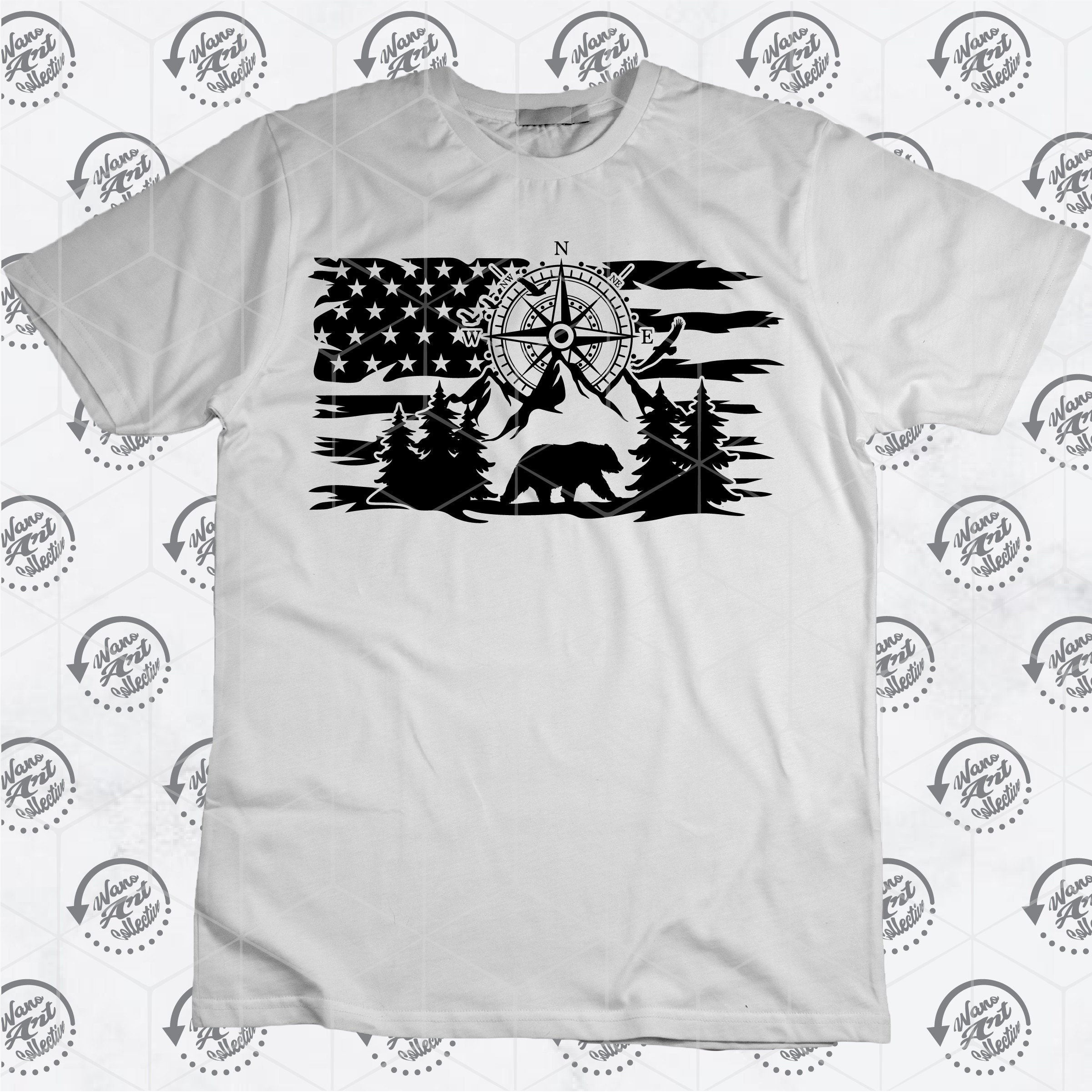 US Bear Svg Mountain Scene SVG Bear Png Grizzly Bear Svg Compass SVG ...