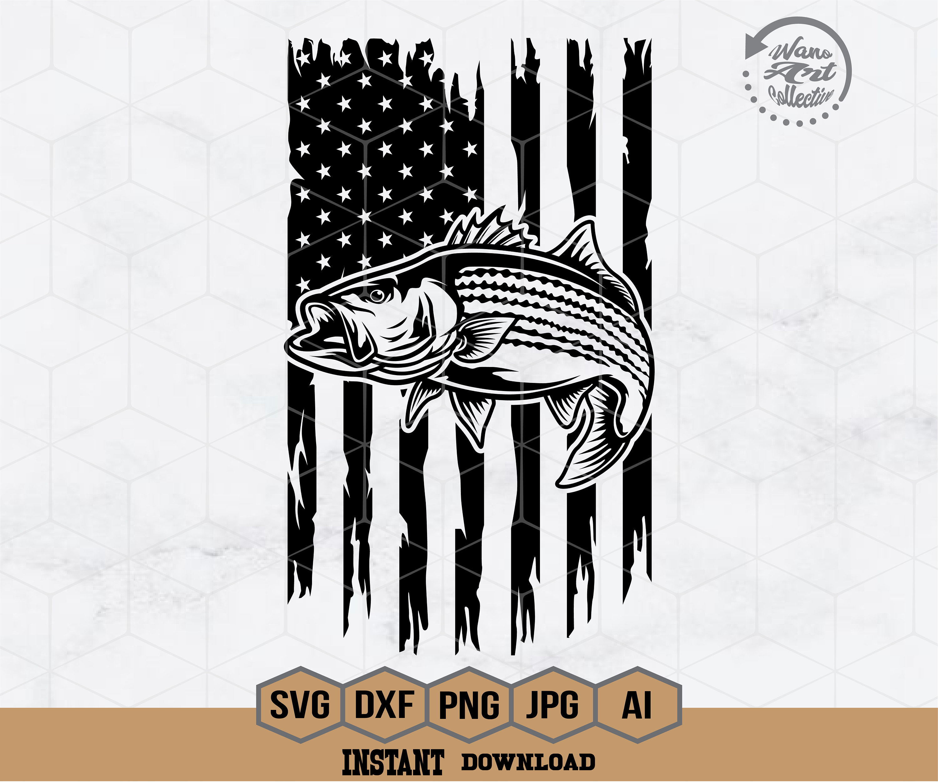 US Striped Bass Fish Svg Fishing Svg Striped Bass Fish Svg Bass Fishing ...