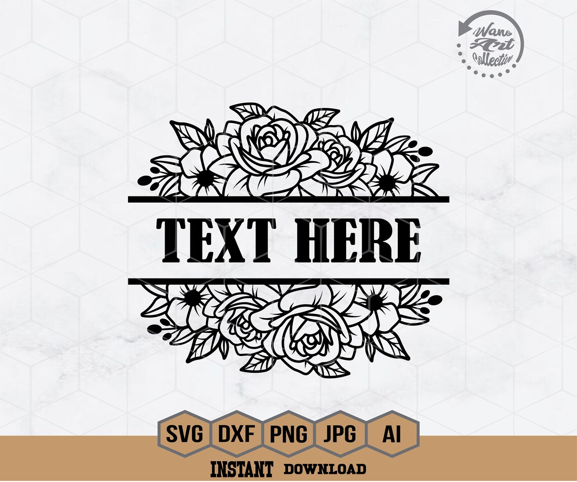 Floral Monogram Svg Split Monogram Svg Floral Frame Svg Flower Border ...