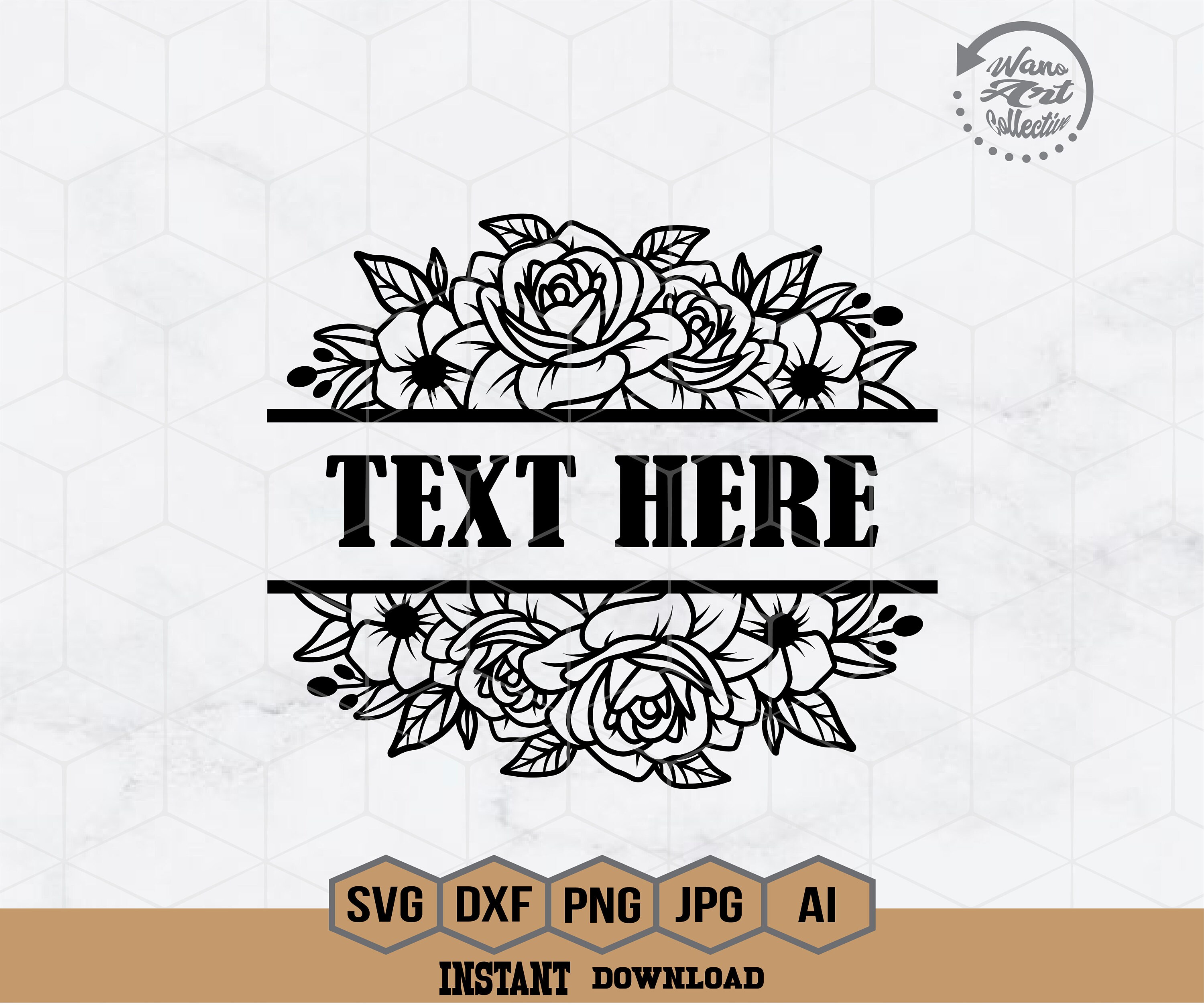 Floral Monogram Svg Split Monogram Svg Floral Frame Svg Flower Border ...