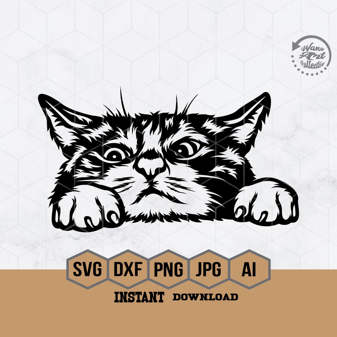 Cute Cat SVG File | Curious Cat Svg | Peeking Cat Svg | Adorable Kitten ...