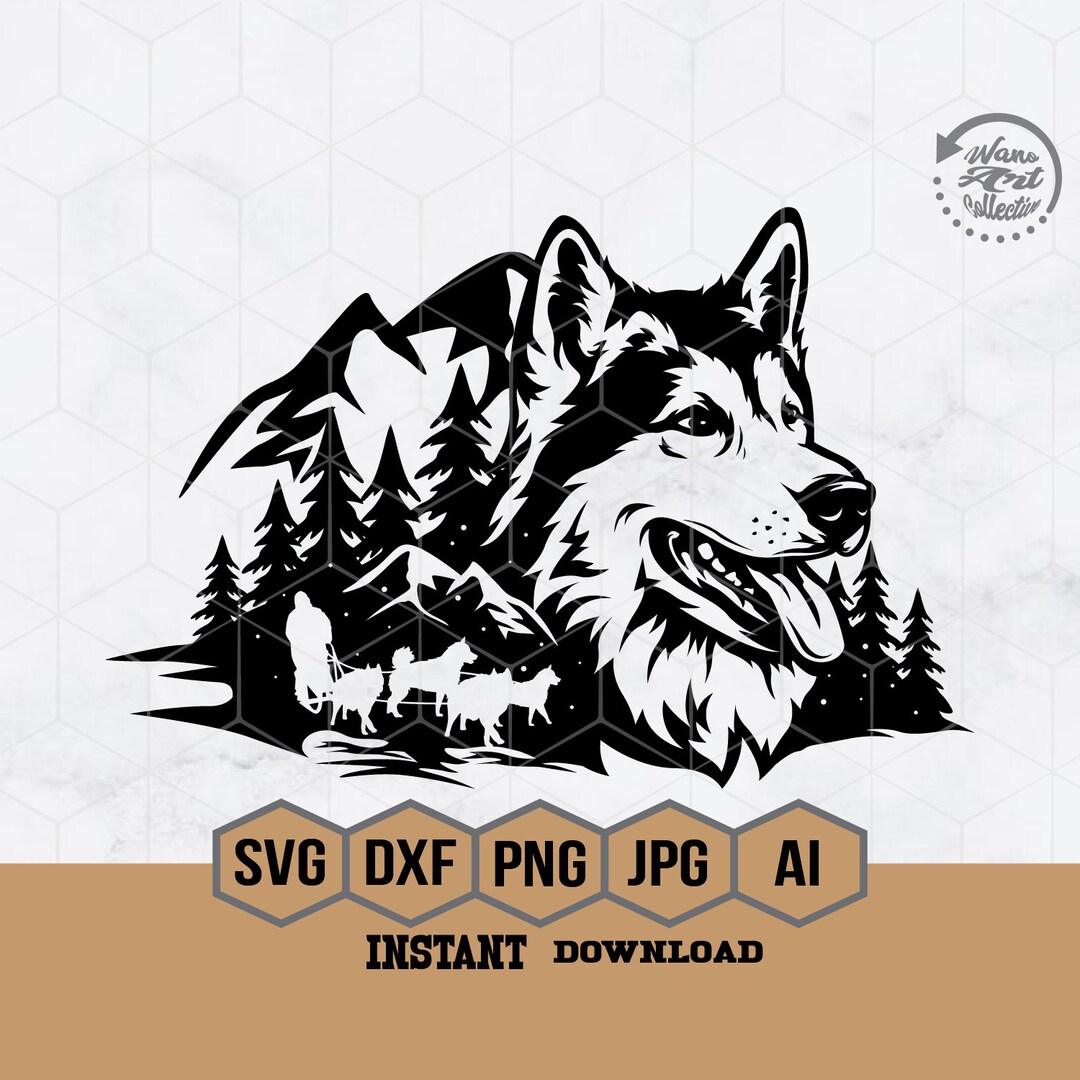 Sled Dogs Svg | Sled Dogs Scene Svg | Sleigh Dogs Svg | Snow Dogs ...
