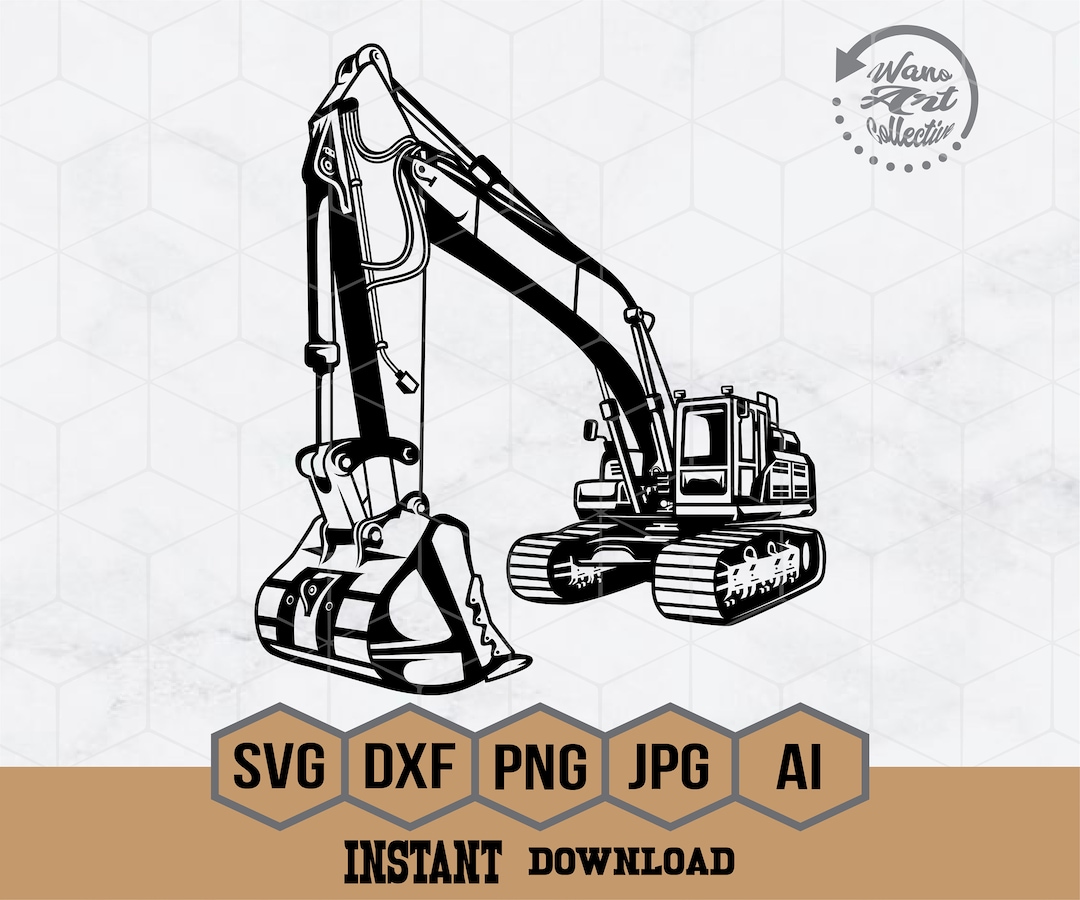 Excavator SVG File | Heavy Equipment Svg | Excavator Clipart ...